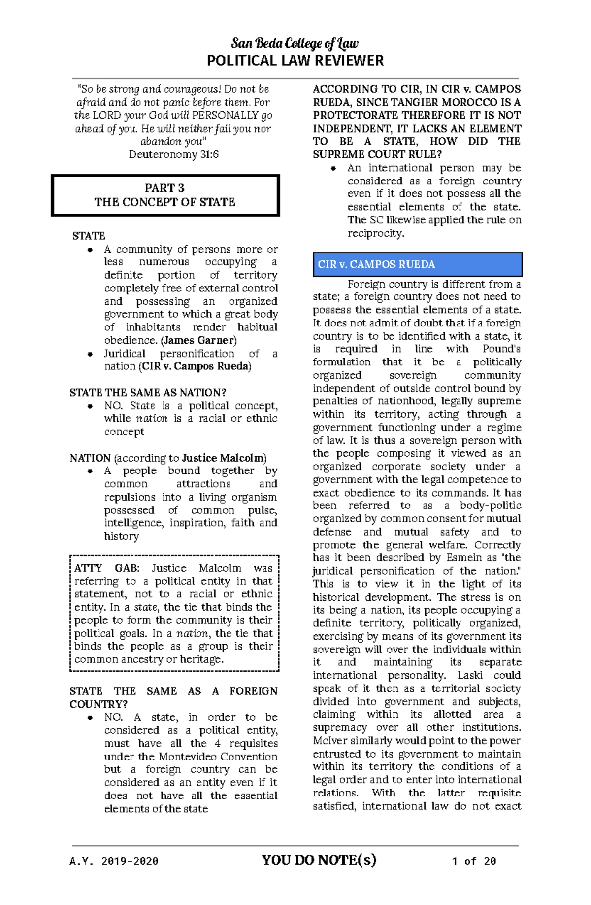 POLITICAL LAW NOTES: Key Concepts and Jurisprudence Overview - Studocu
