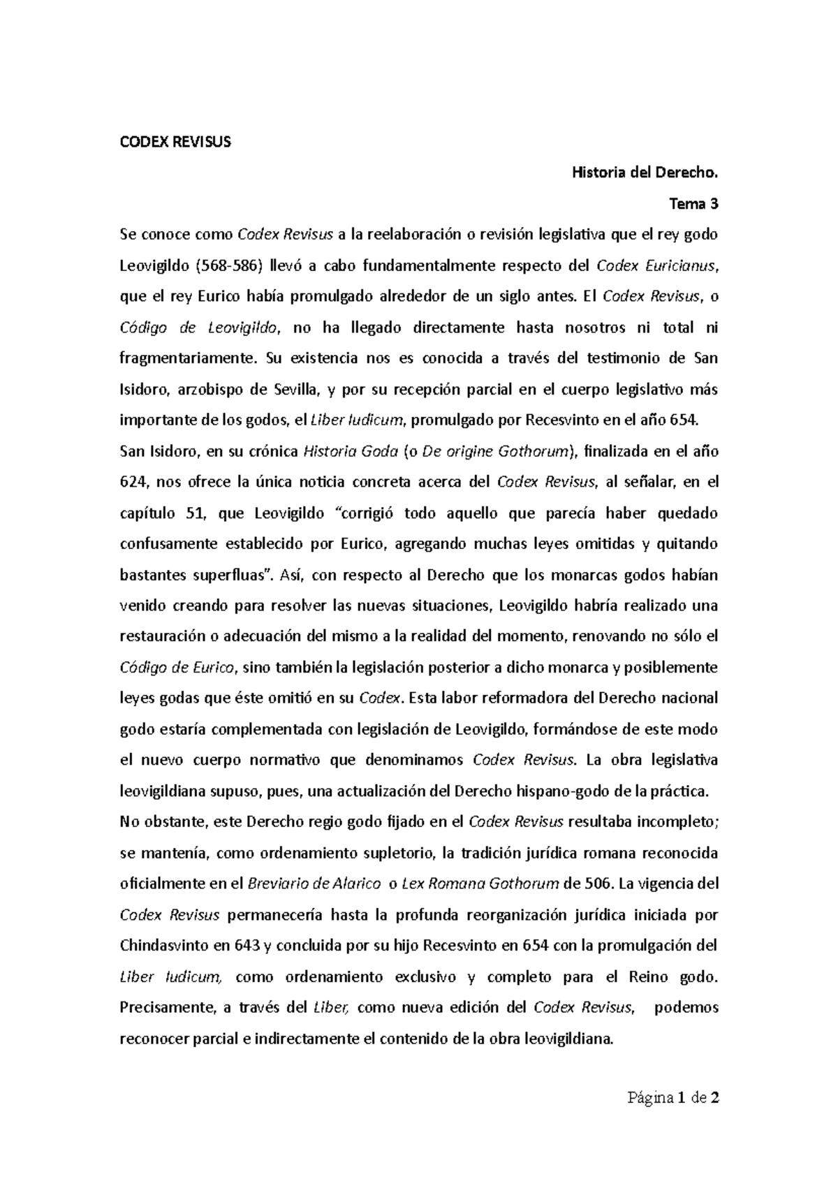 Codex Revisus: Análisis del Derecho en la Historia del Derecho (HDE101 ...