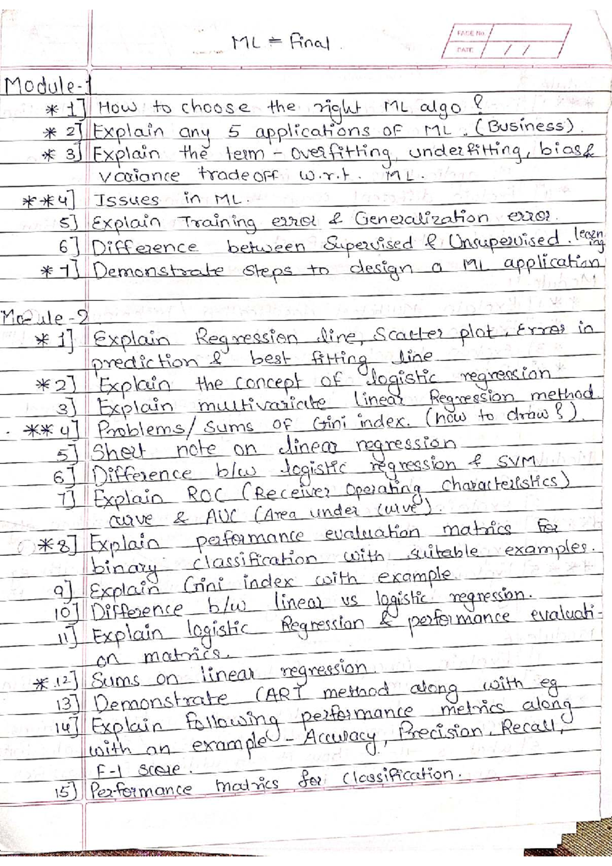 ML Final Exam: Choosing Algorithms & Key Concepts Explained - Studocu