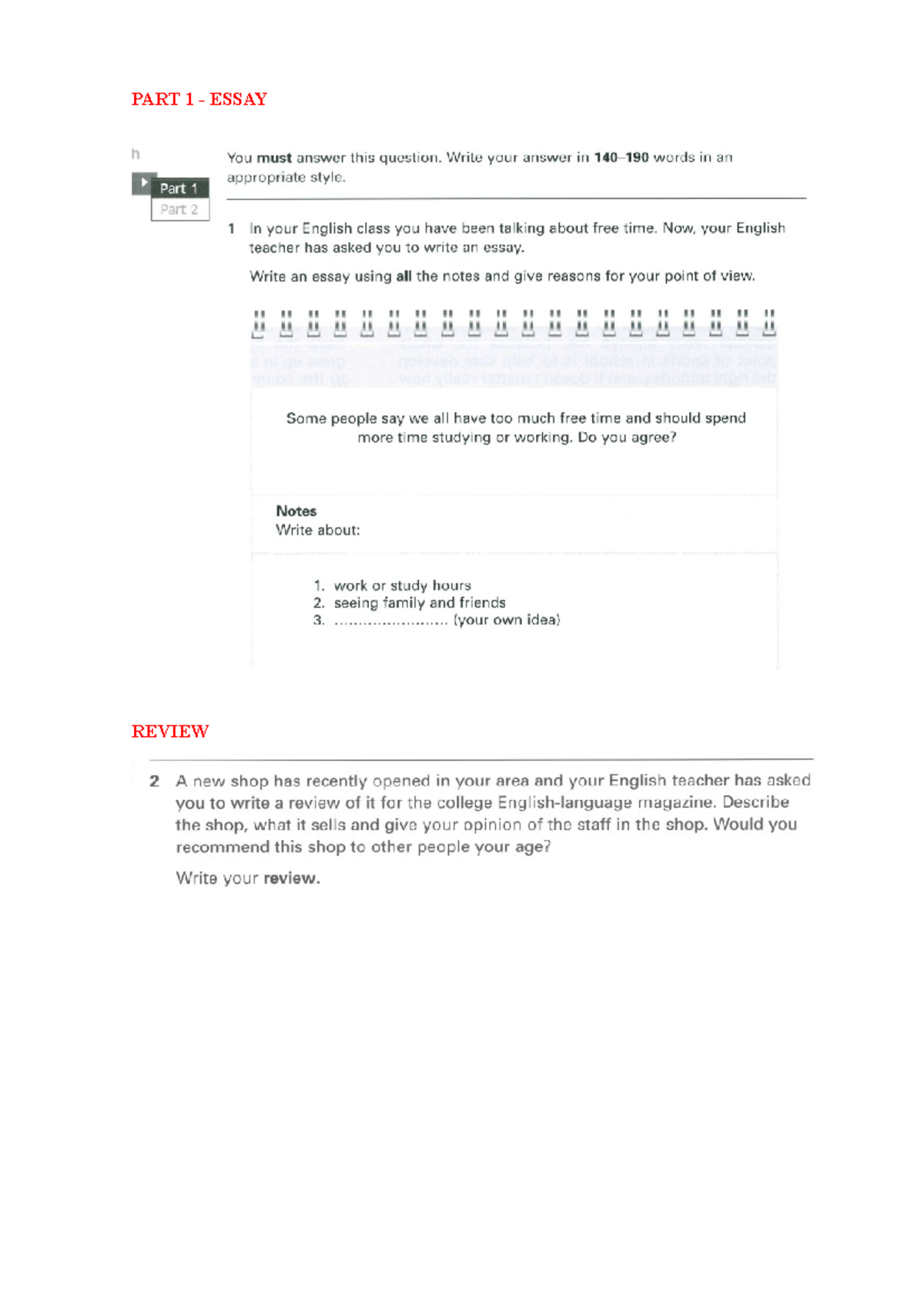 ESS 1 TEST 8 - FCE Essay & Review Writing Guide - Studocu