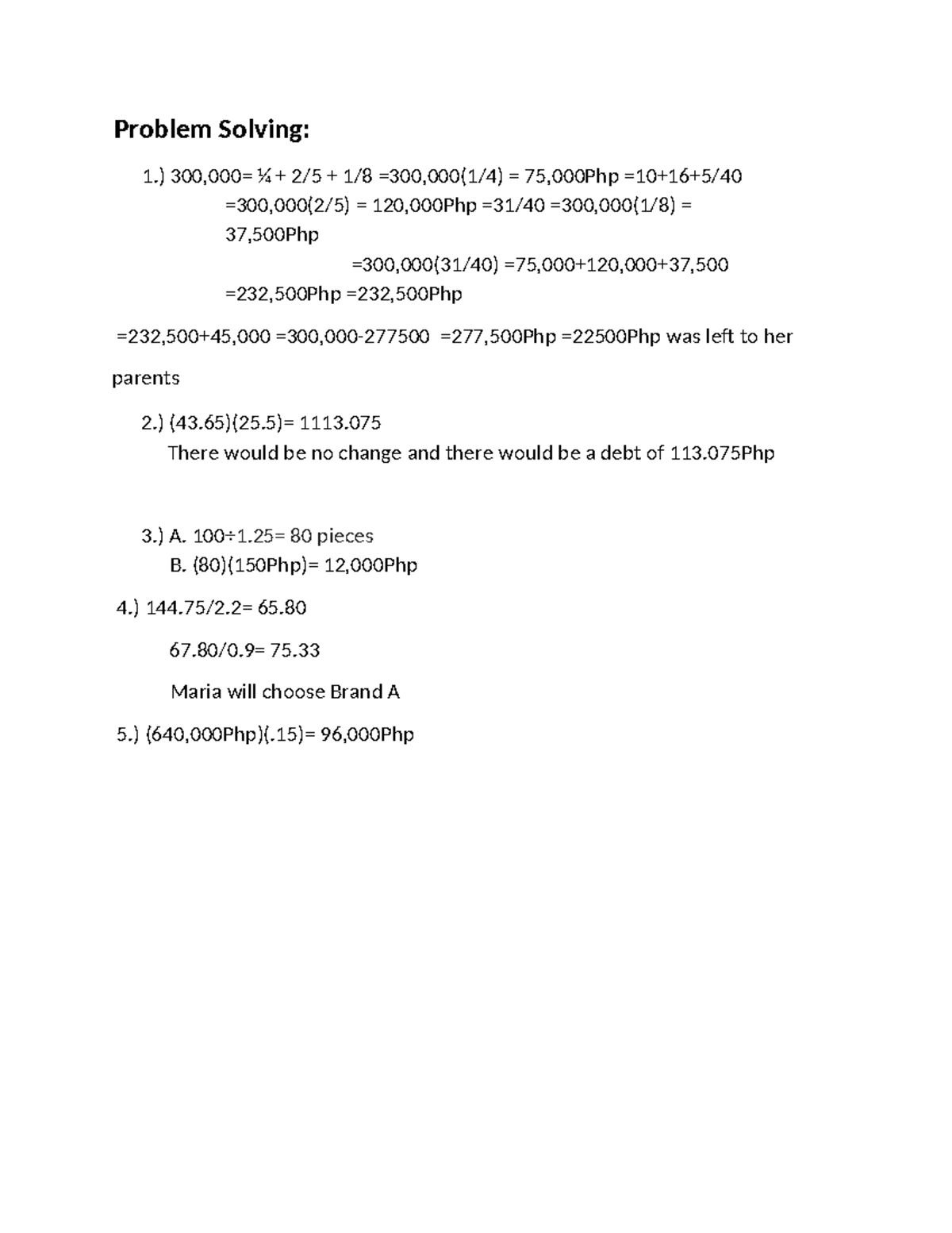 Problem Solving - Activity about opportunity costs - Problem Solving: 1 ...