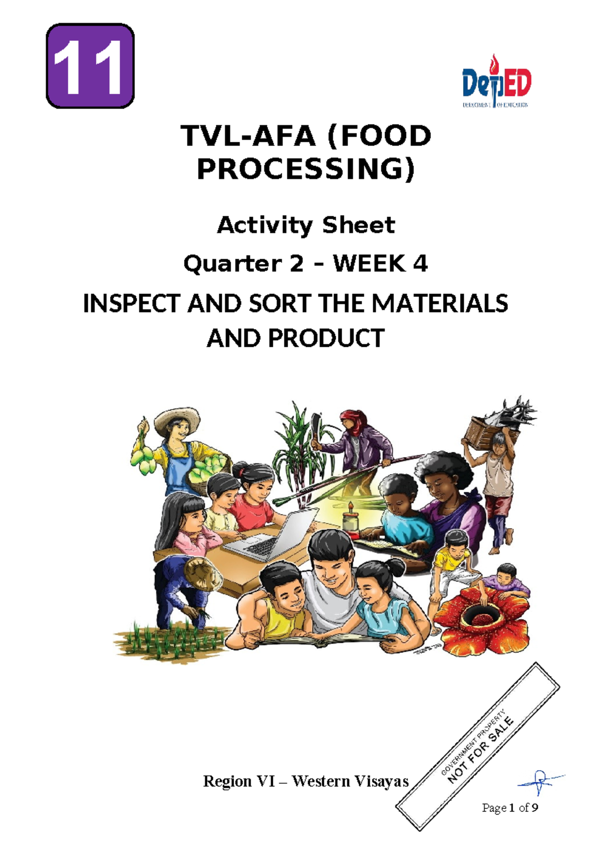 AFA 11 FOOD PROCESSING Q2 WEEK 4 Activity Sheet: Inspect & Sort ...