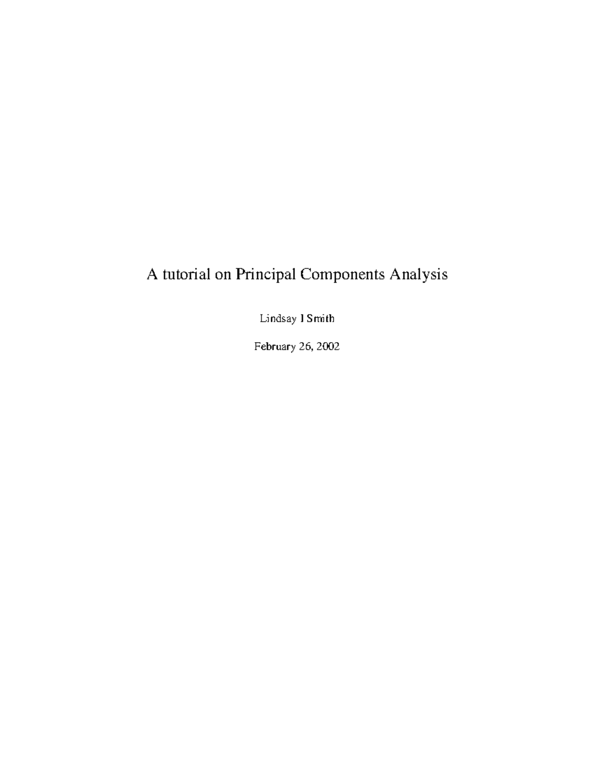 PCA - A Tutorial on Principal Components Analysis (COSC241) - Studocu