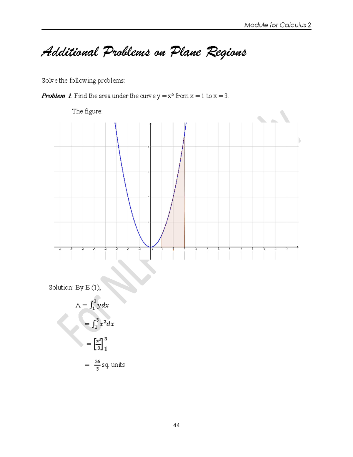 Calculus 2 - Lesson 5: Area Calculation of Plane Regions - Studocu