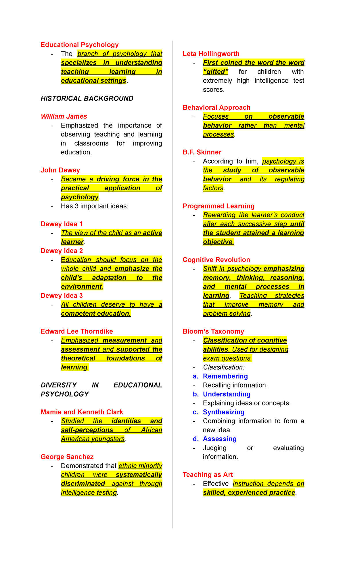 Edu Psy Reviewer MOD 1-3: Key Concepts in Educational Psychology - Studocu