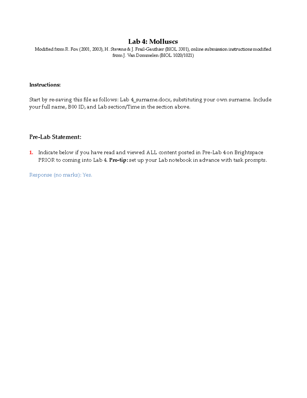 Lab 4: Molluscs (BIOL 3301) - Live Studies and Dissection Guide - Studocu