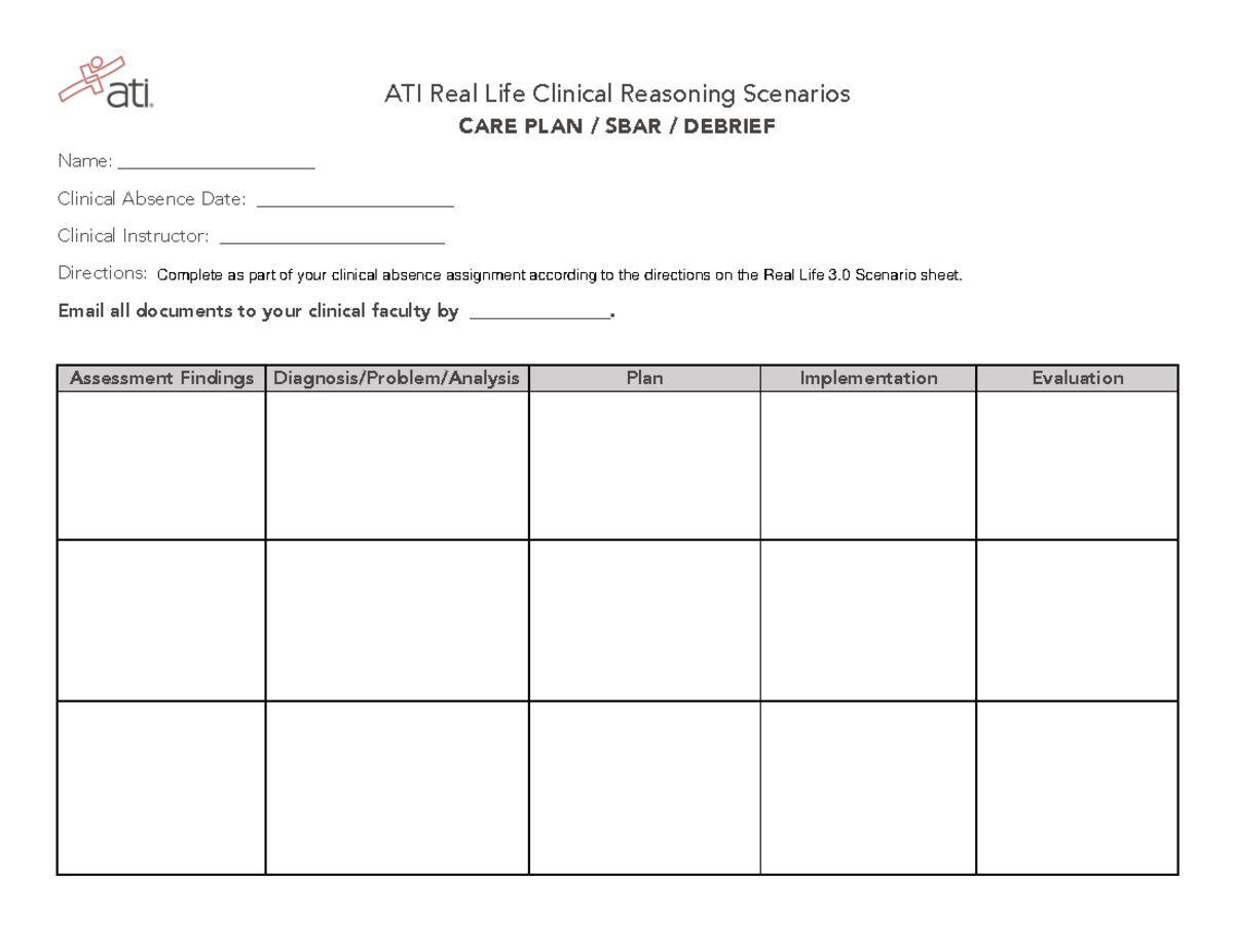 SBAR Care Plan example - SBAR/ Care Plan / Debrief Sara Lin VSIM ...