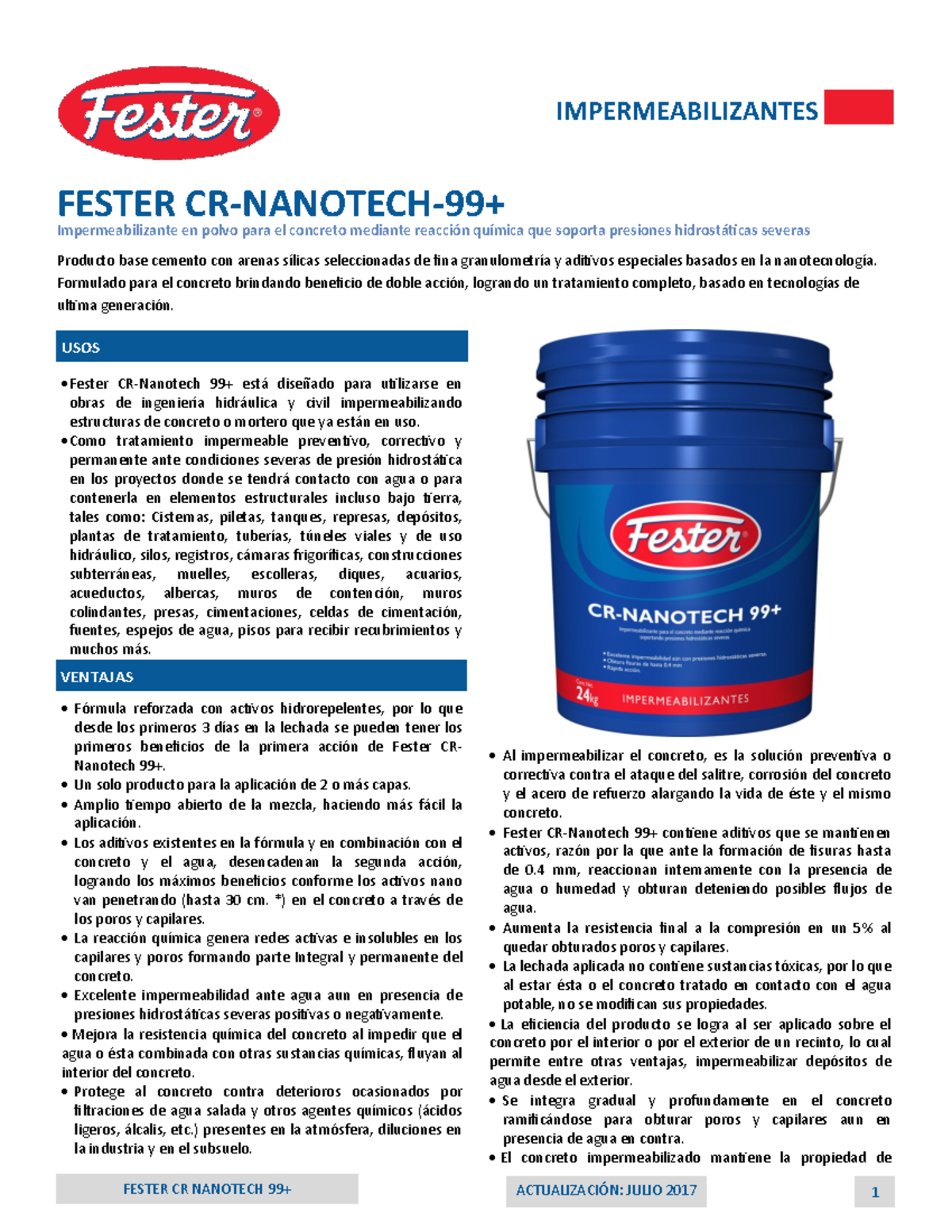 Mx ft fester cr99 nanotech impermeabilizante cementoso - FESTER CR ...