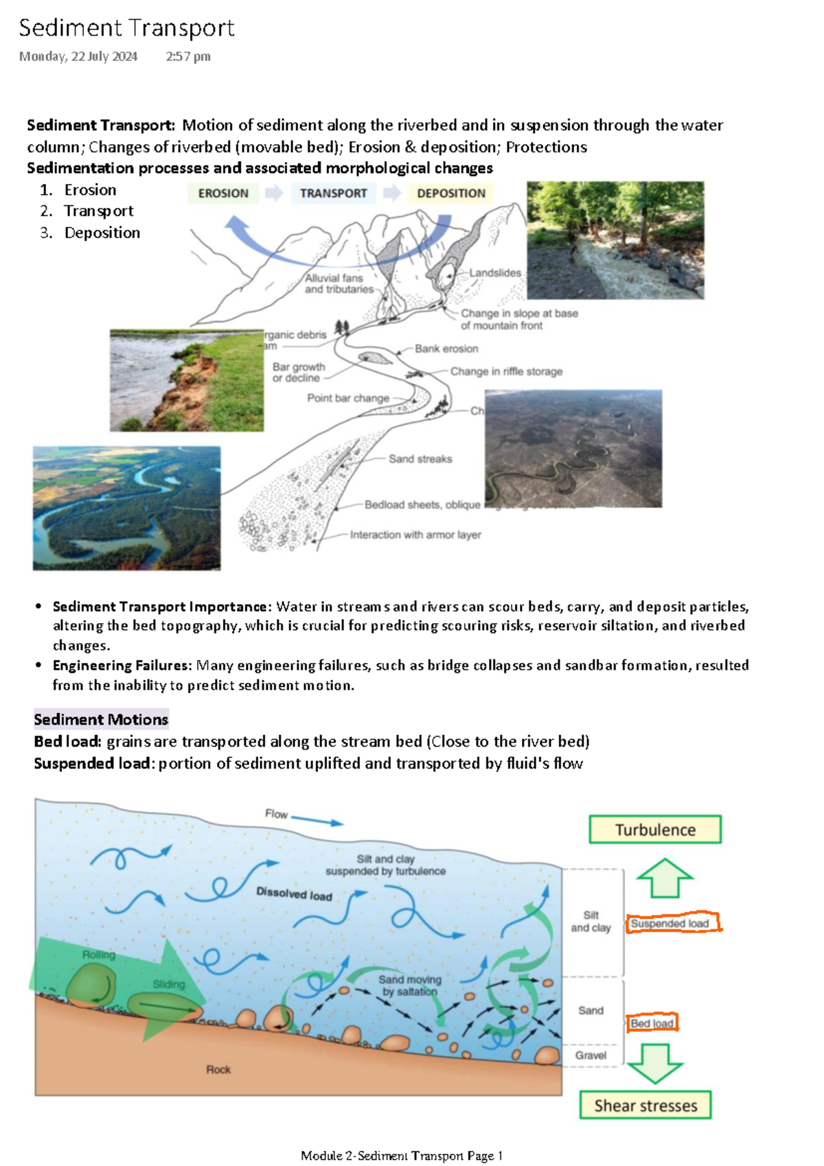 Module 2: Sediment transport overview and key concepts - Studocu