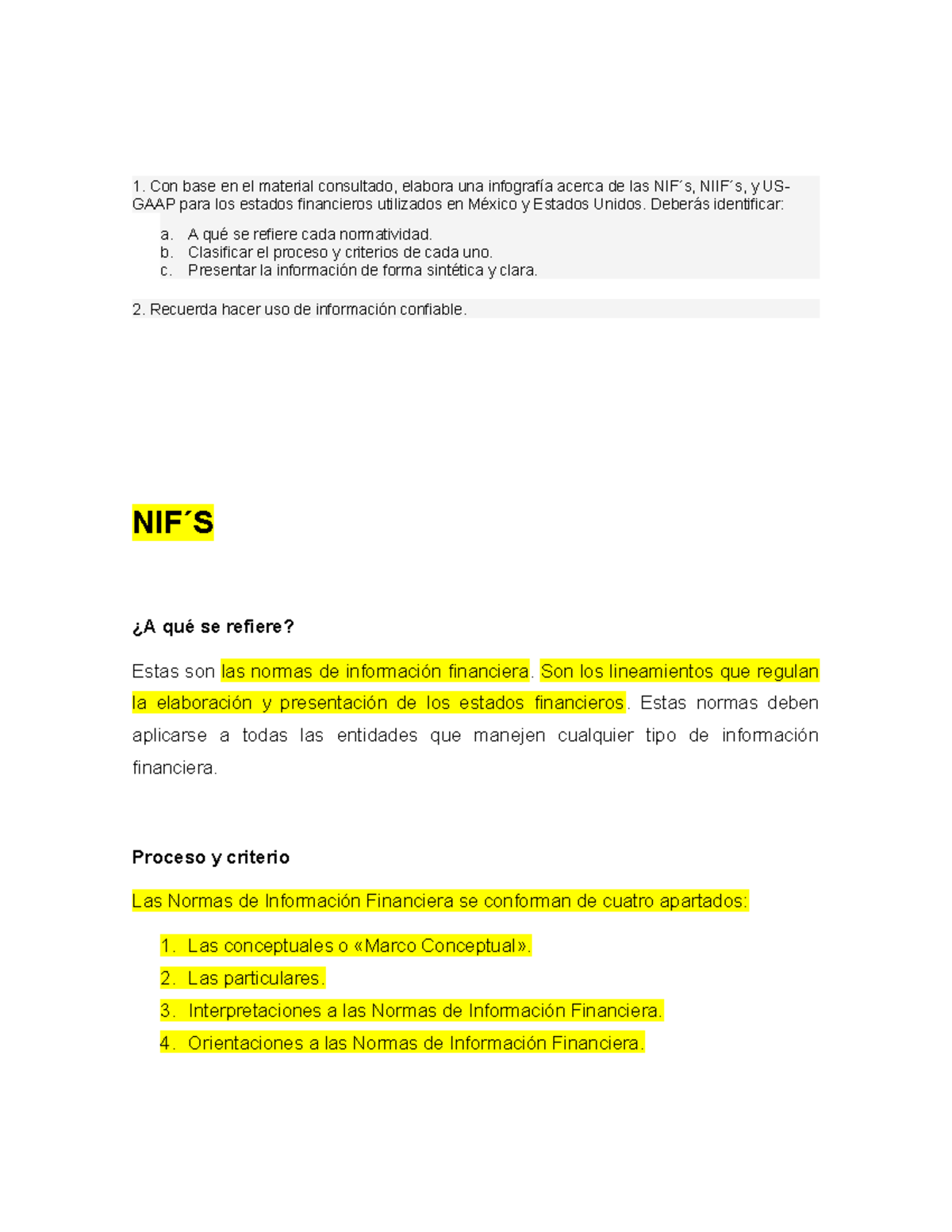 INFO - Infografía sobre NIF, NIIF y US-GAAP en Finanzas - Studocu