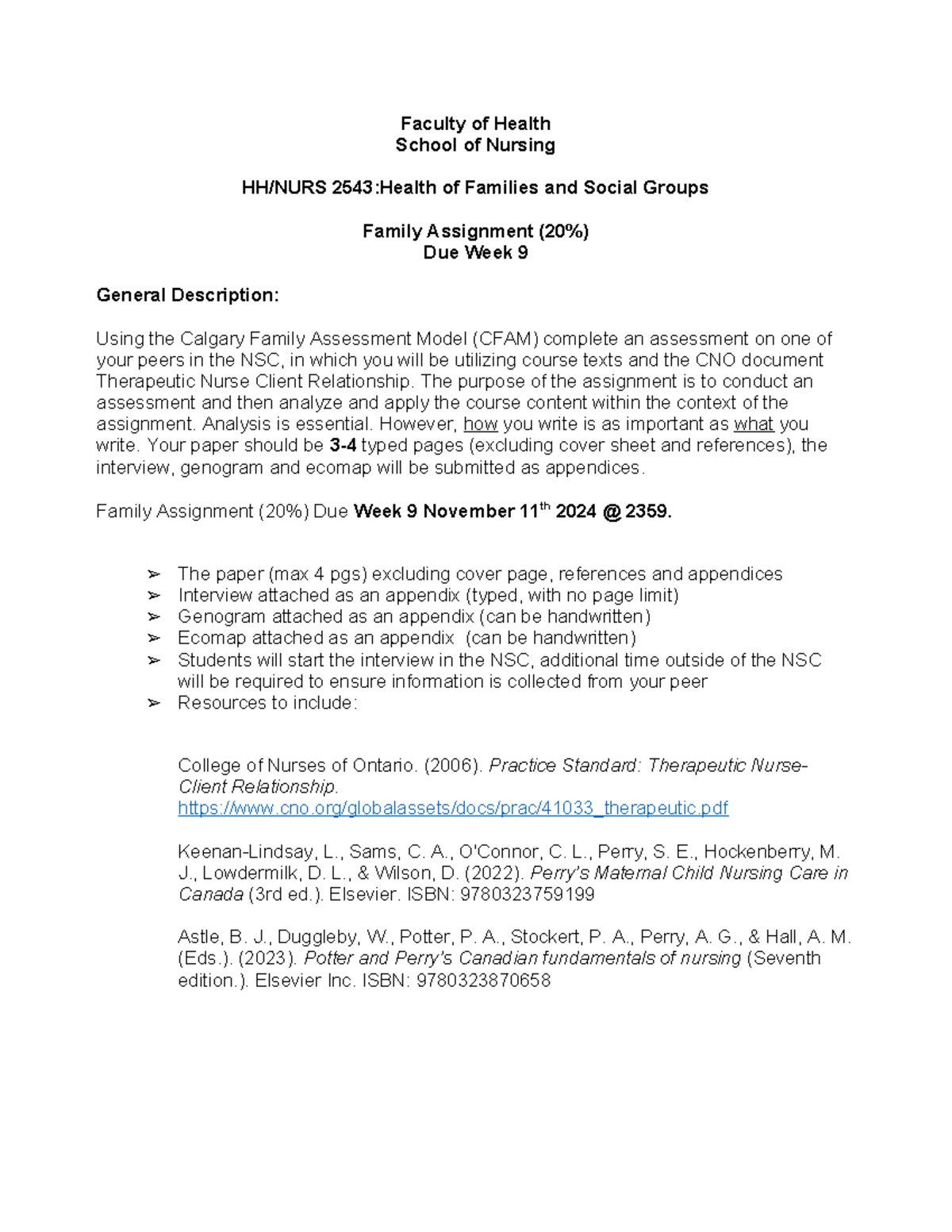HH/NURS 2543 Family Assessment Guide Assignment Using CFAM Model - Studocu