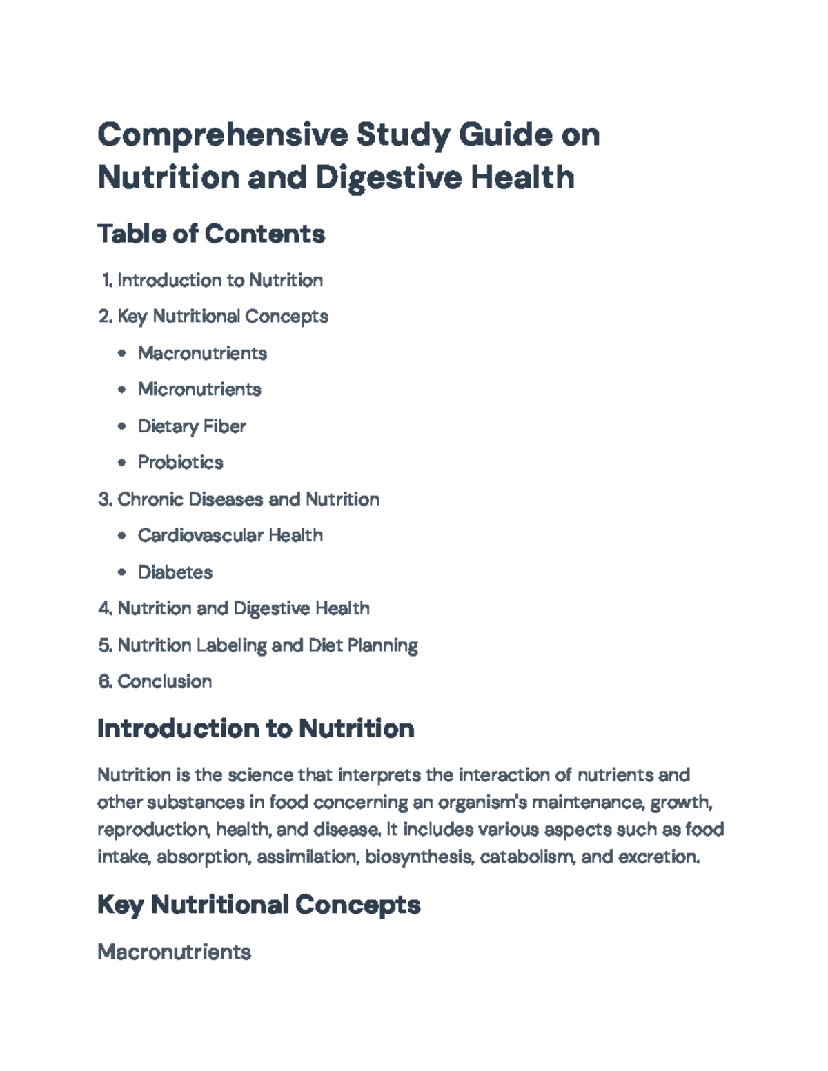 Comprehensive Nutrition Study Guide: Chronic Diseases & Digestive ...