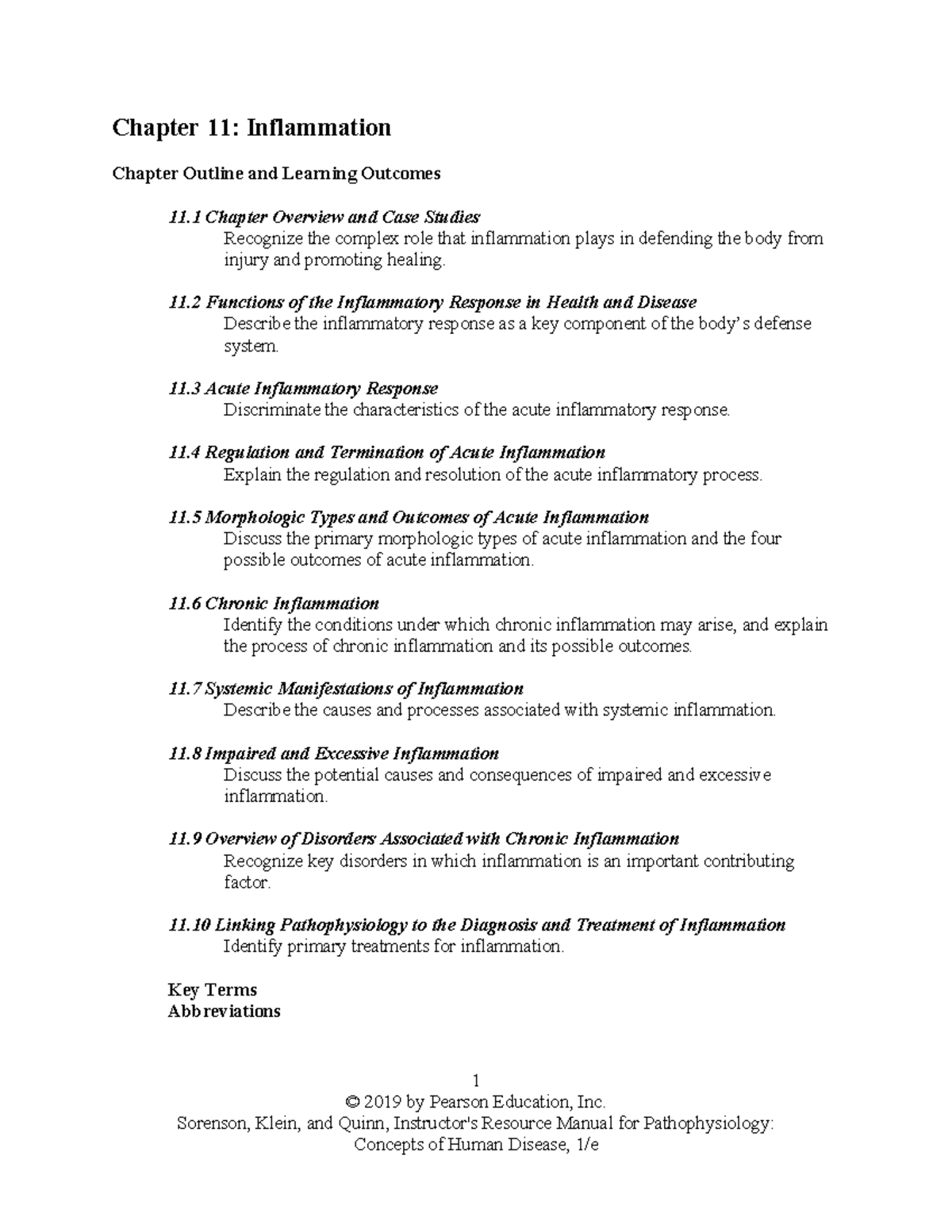 Ch11: Inflammation Study Guide - Key Concepts & Learning Outcomes - Studocu