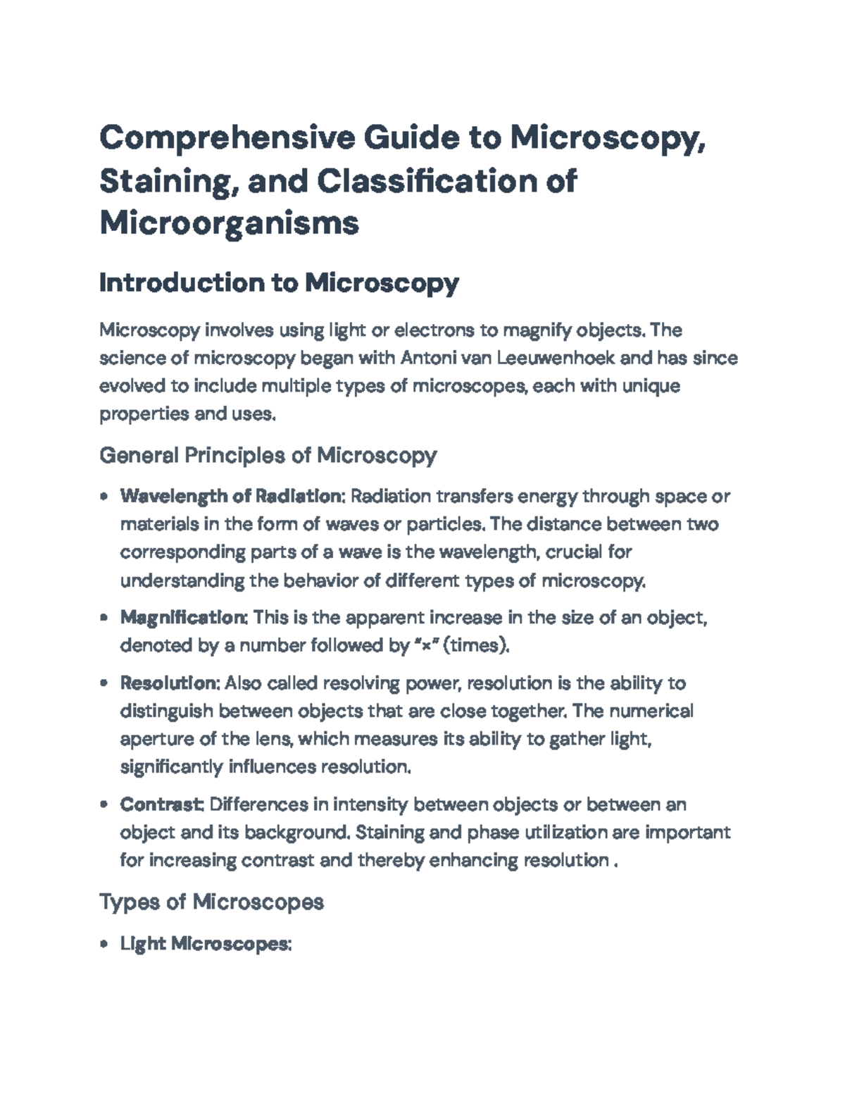 Comprehensive Guide to Microscopy, Staining, and Microbial Classification - Comprehensive Guide ...