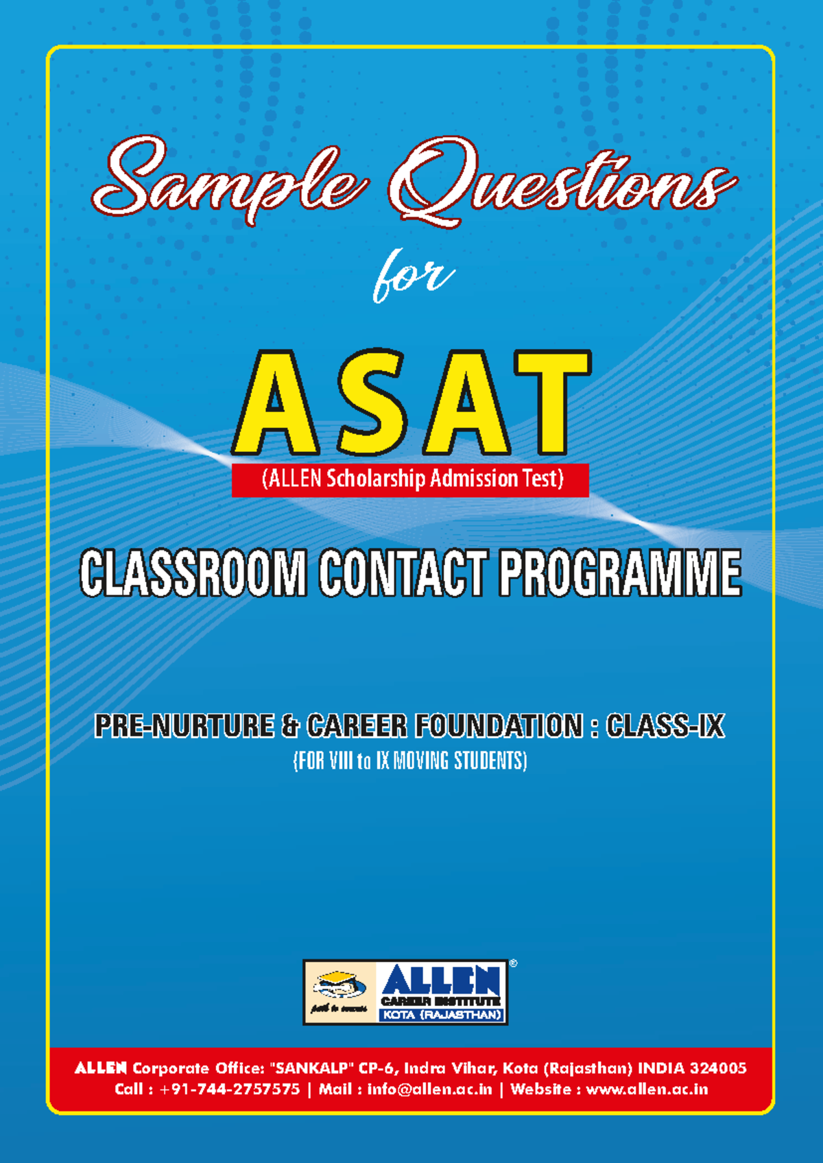 ASAT: Class IX Sample Test Paper for Admission Preparation - Studocu