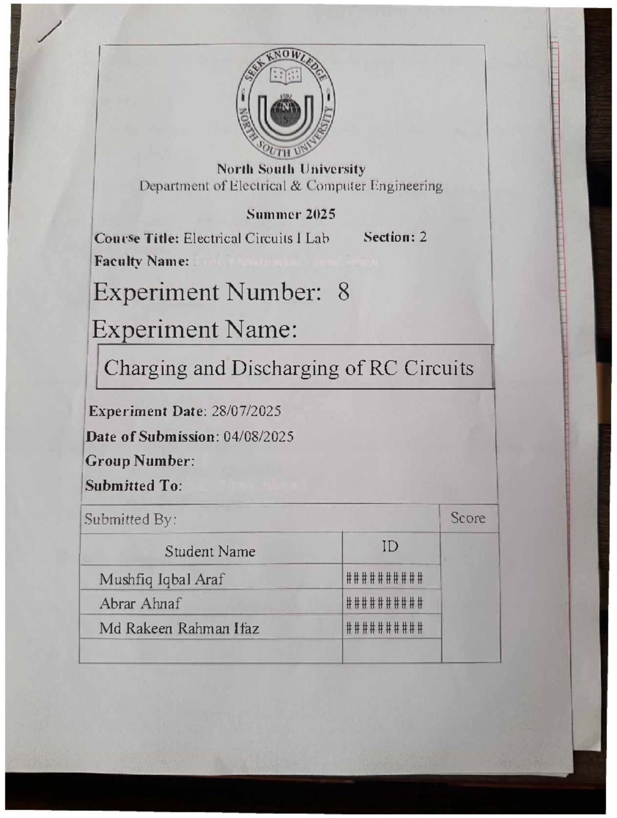 EEE141 Lab Experiment 8: Charging and Discharging of RC Circuits - Studocu