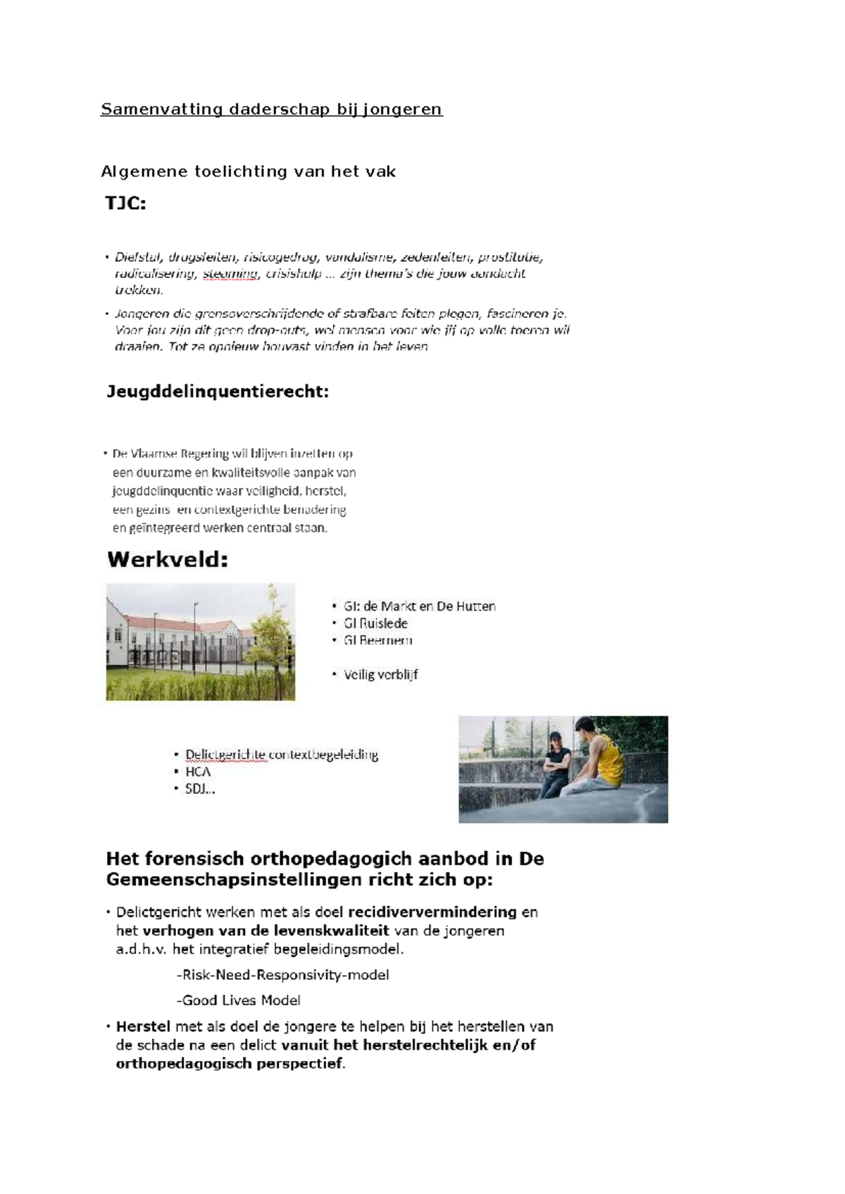 Samenvatting Examen Casus: Daderschap bij Jongeren - Studocu