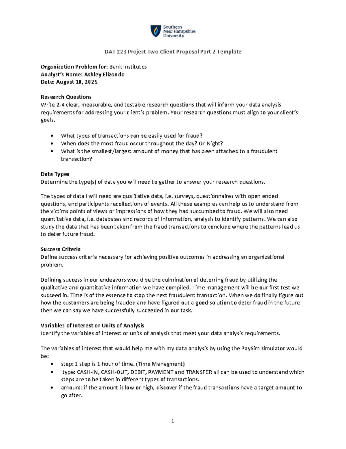 DAT 223 Project Two: Client Proposal & Data Analysis Framework - Studocu
