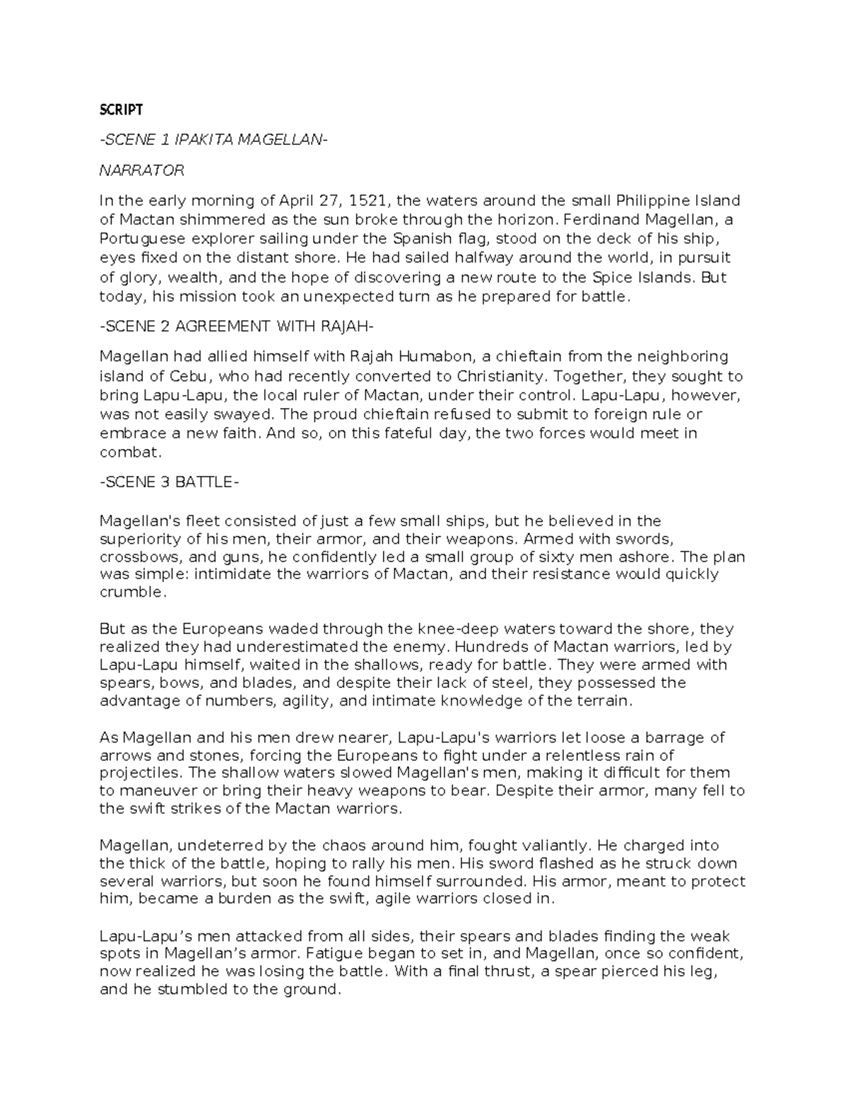 Script RPH - this is a material that we will be using for our short film - SCRIPT -SCENE 1 ...