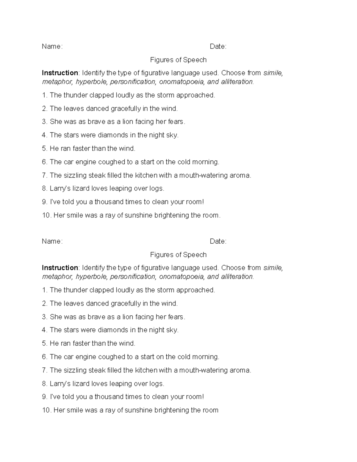 Figures of Speech Quiz: Mastering Figurative Language Concepts - Studocu