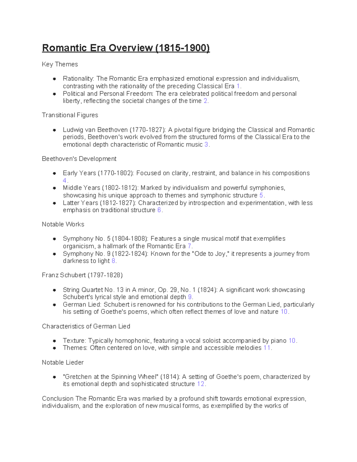 Music Appreciation Final Exam: Romantic Era Insights (1815-1900) - Studocu
