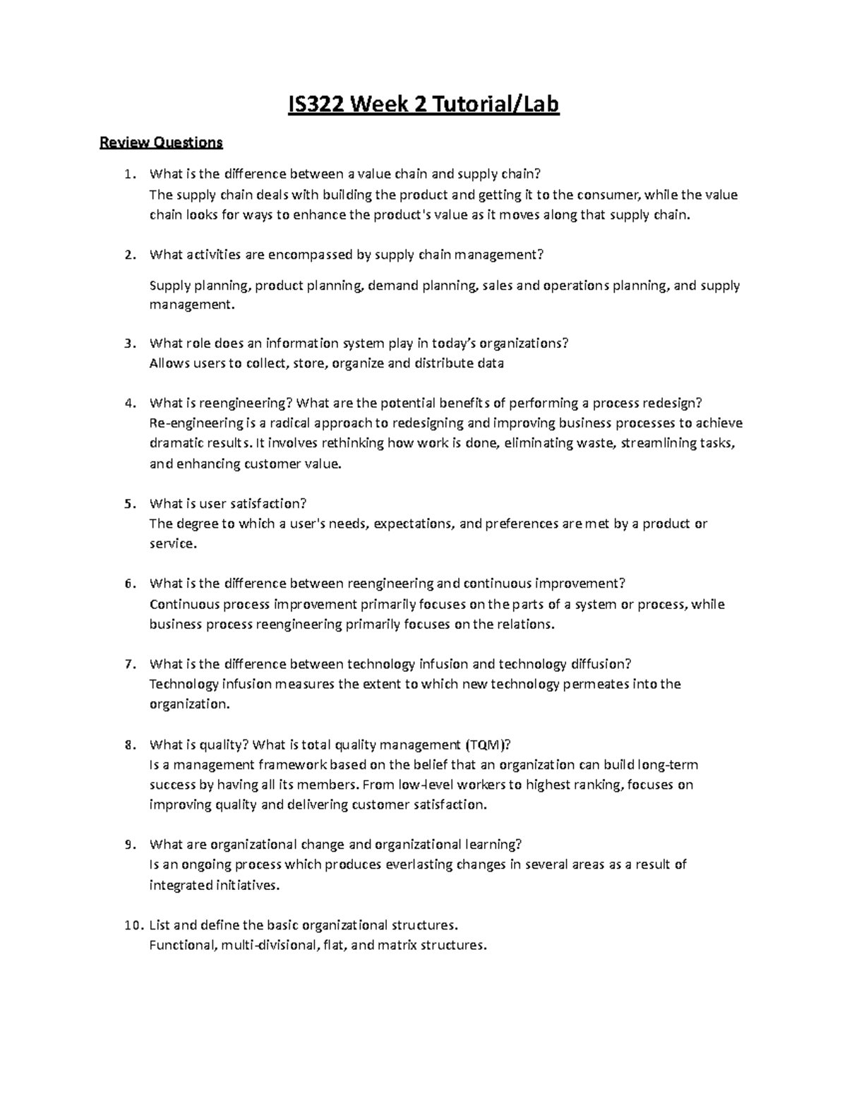 IS322 Week 2 Tutorial/Lab: Supply Chain & Information Systems Insights ...