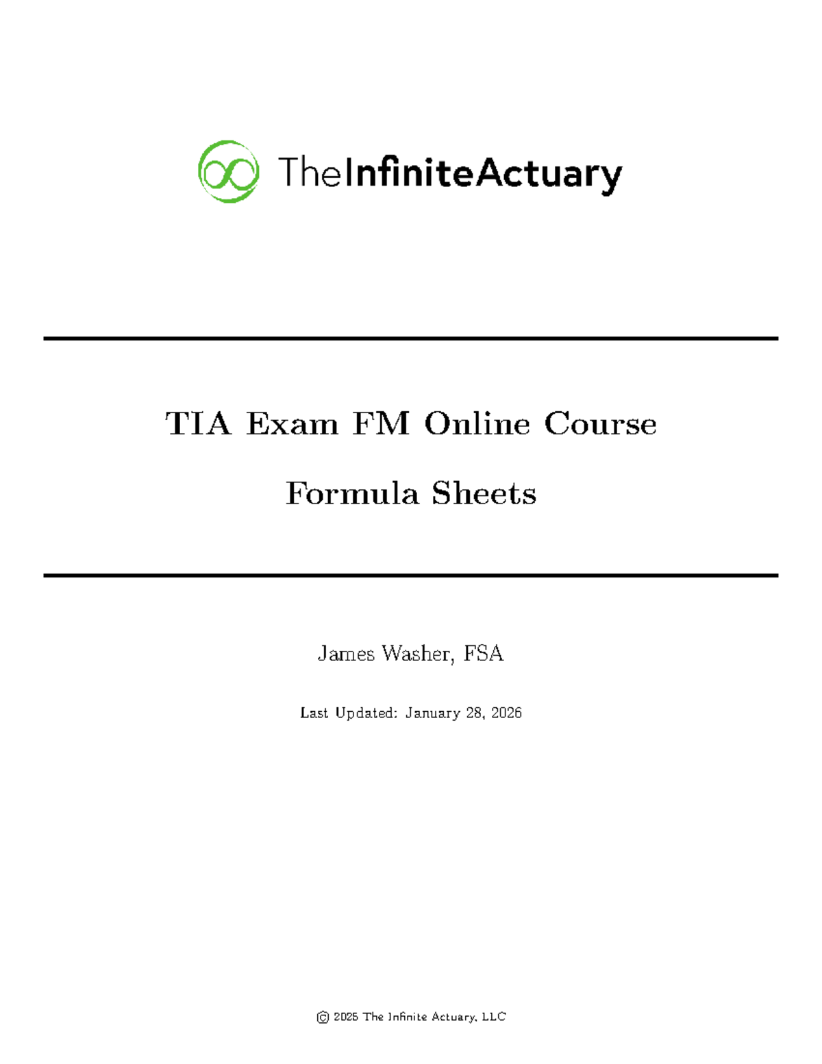 FM Exam Formula Sheets - Comprehensive Guide (Updated 2026) - Studocu
