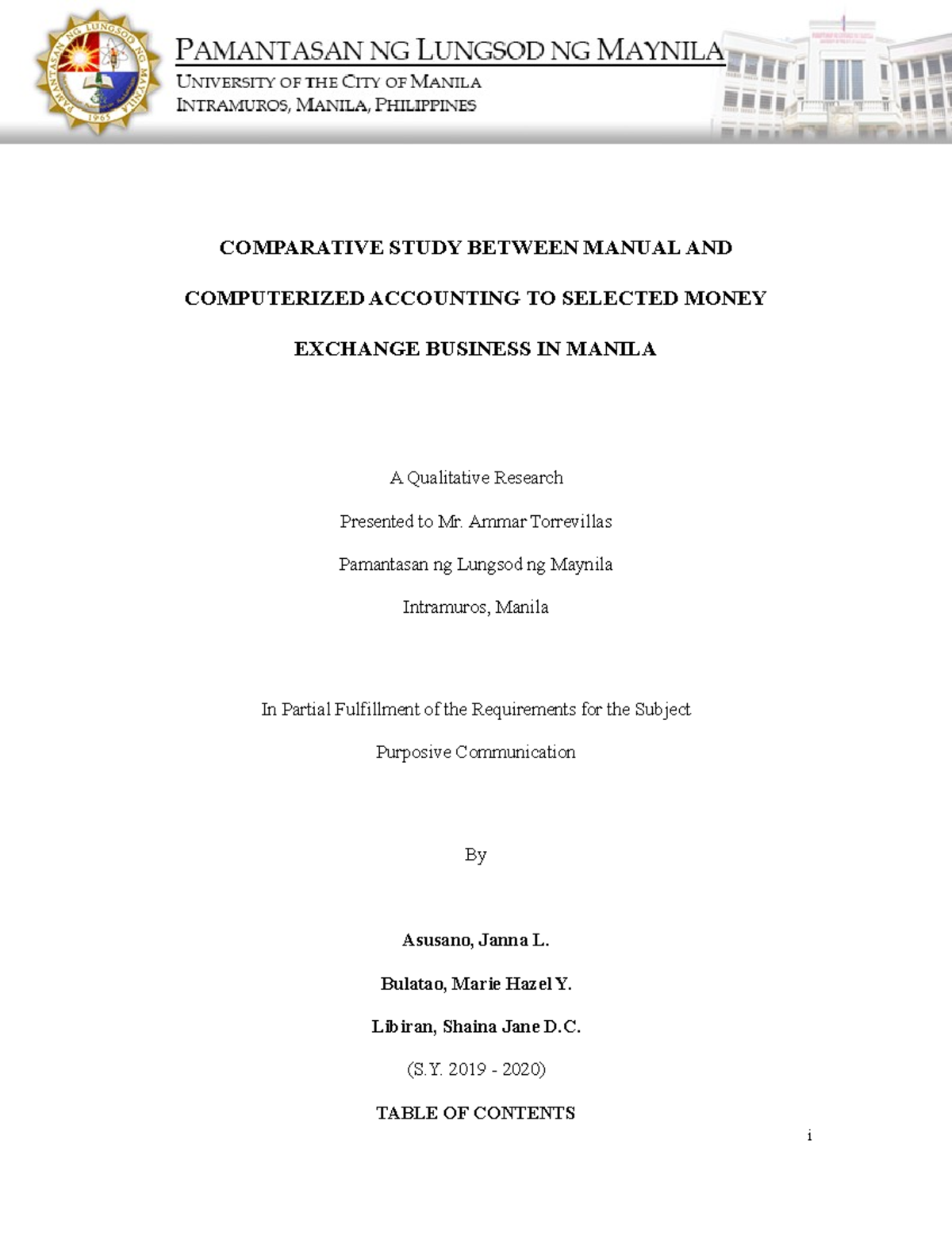 Computerized vs Manual Accounting - COMPARATIVE STUDY BETWEEN MANUAL ...