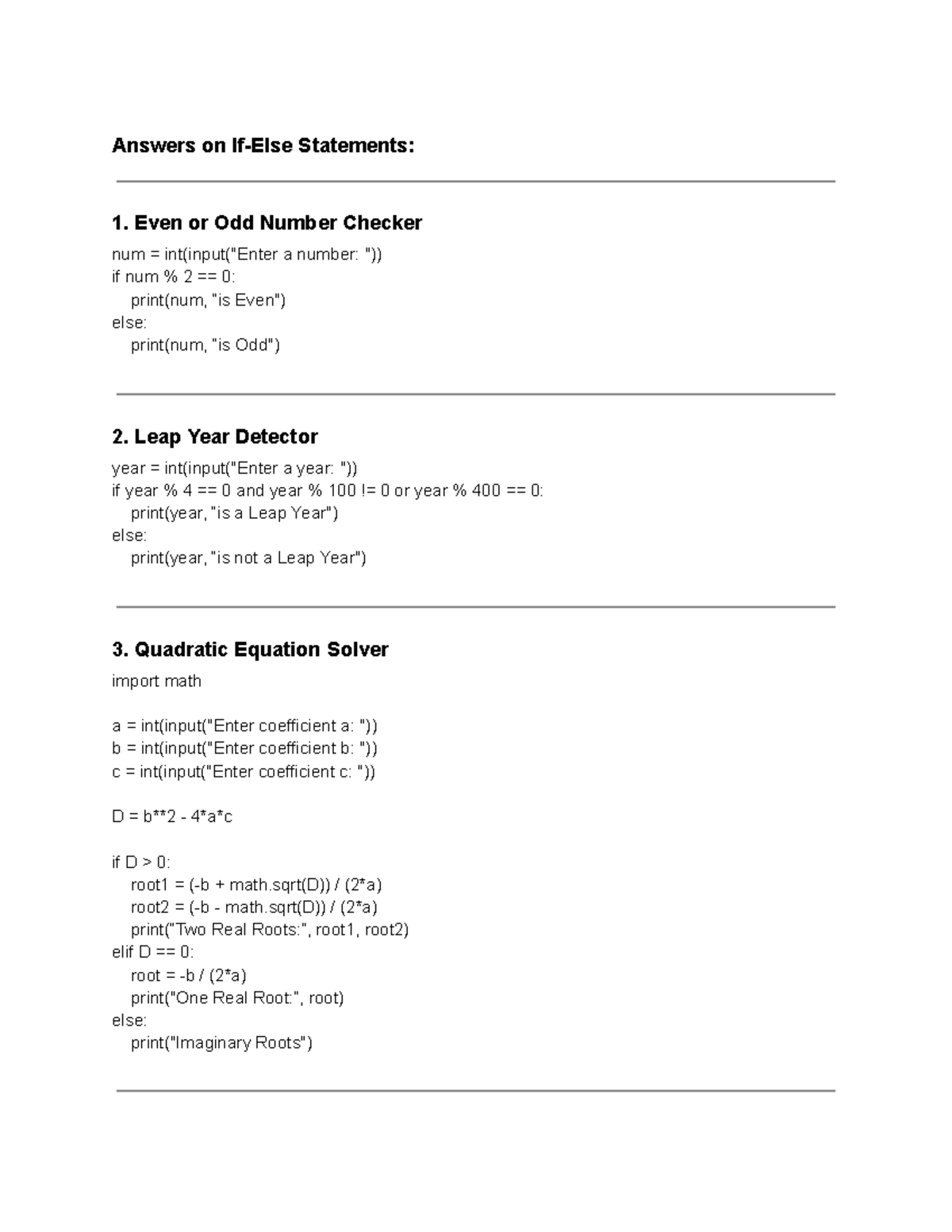 If-Else Programming Practice: Solutions & Examples (CS101) - Studocu