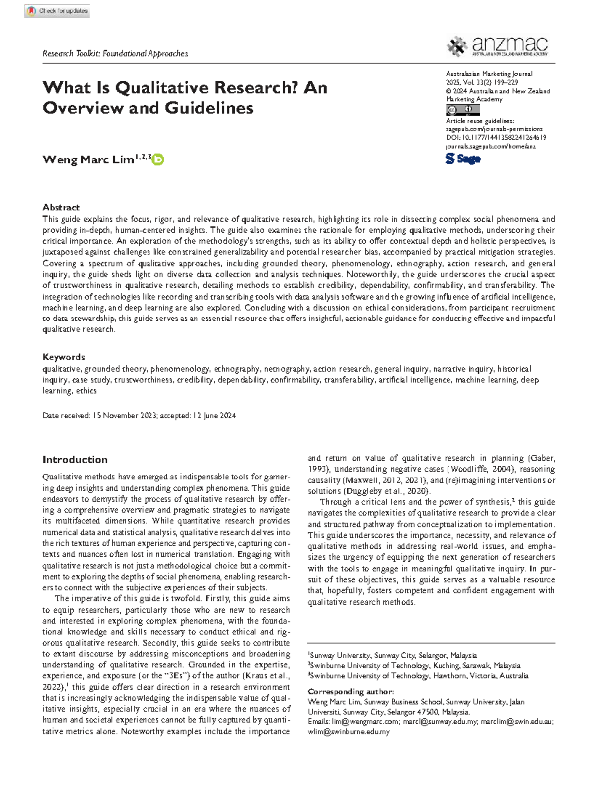 1264619 Marketing Journal: Qualitative Research Overview & Guidelines ...