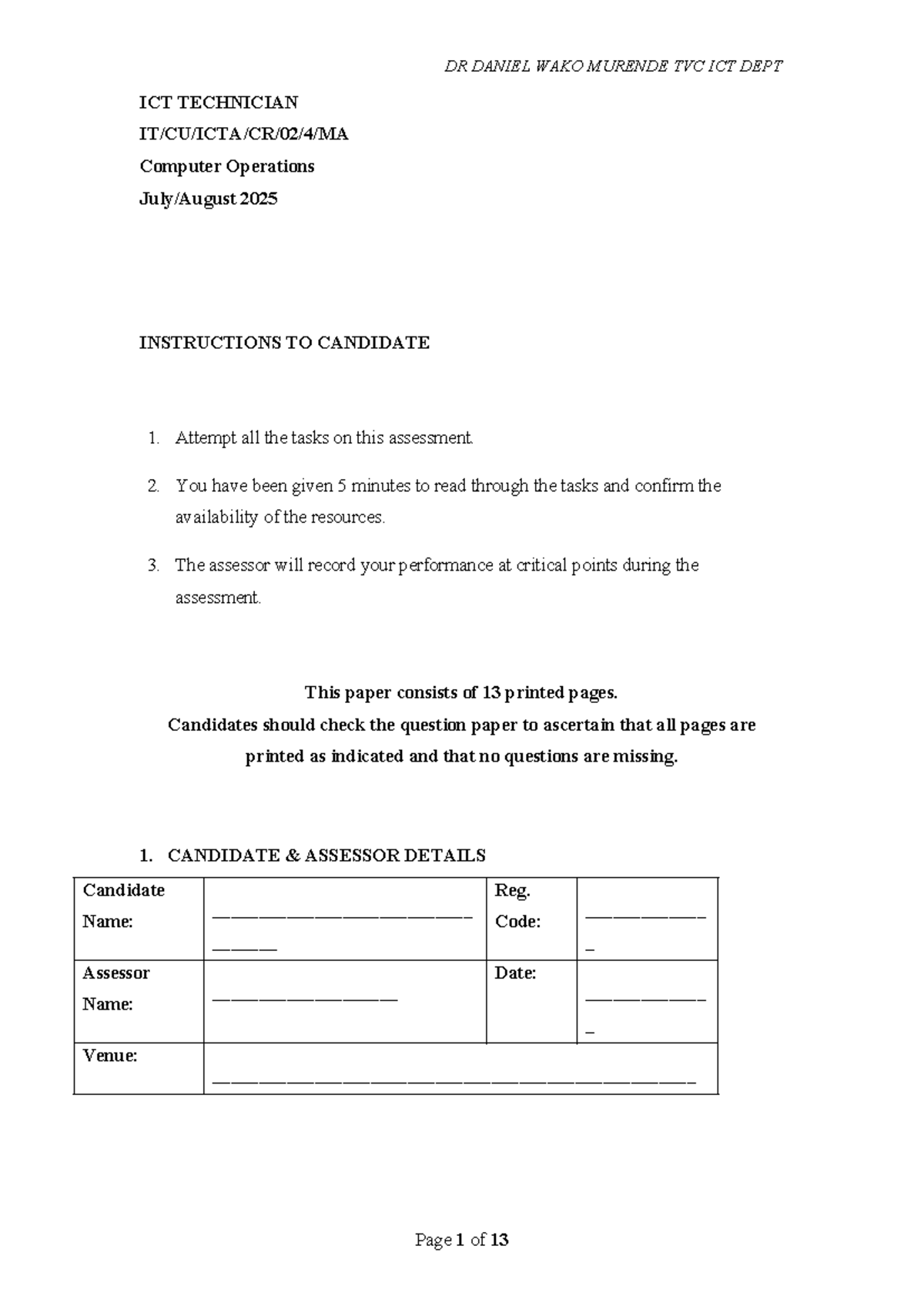Practical Assessment Tool for Computer Operations Level 4 - Studocu