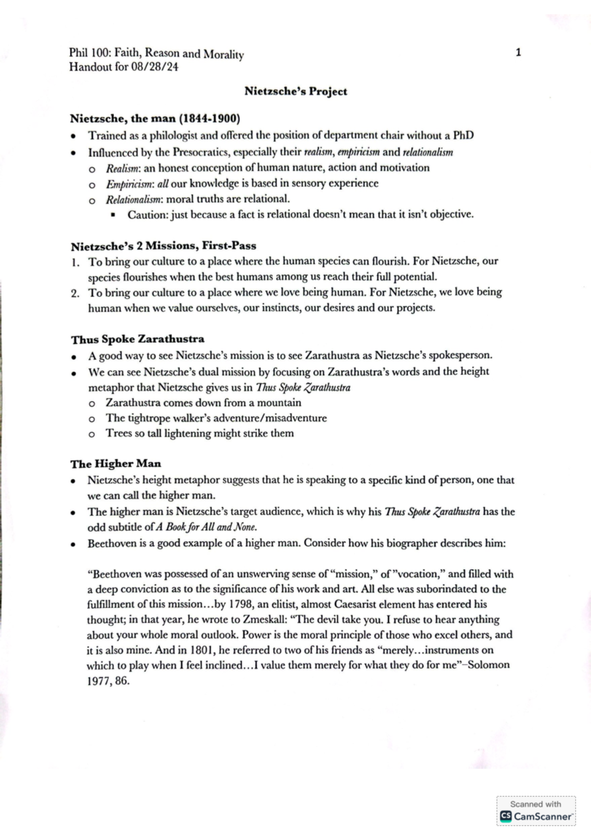 Phil 100: Project Nietzsche Overview - Methods & Findings Summary - Studocu