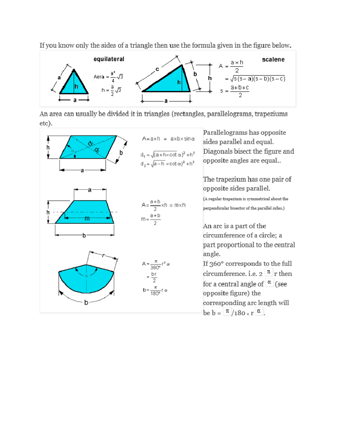 Area & Volumes Formula: Triangle and Parallelogram Insights - Studocu