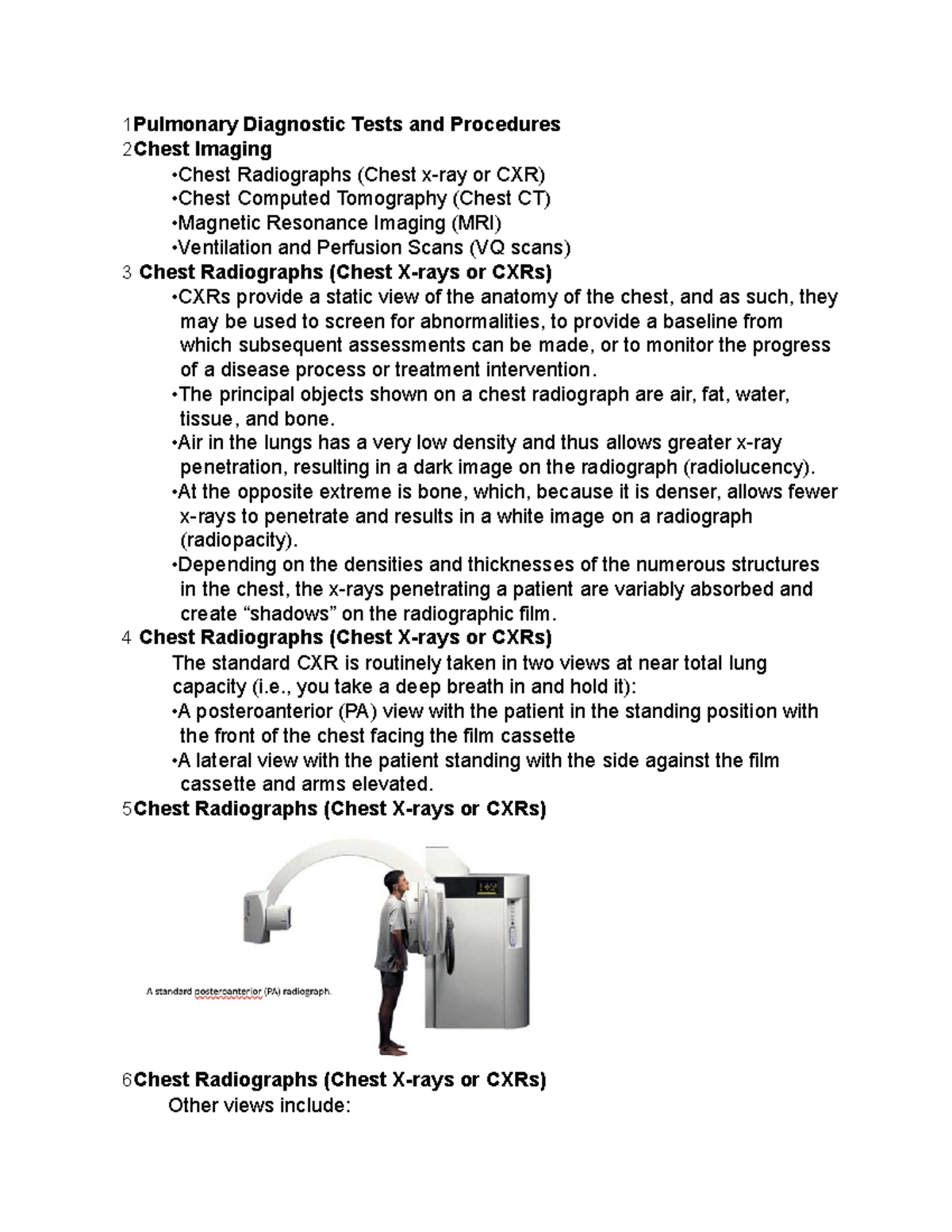 Pulmonary Diagnostic Tests and Procedures - •The principal objects ...