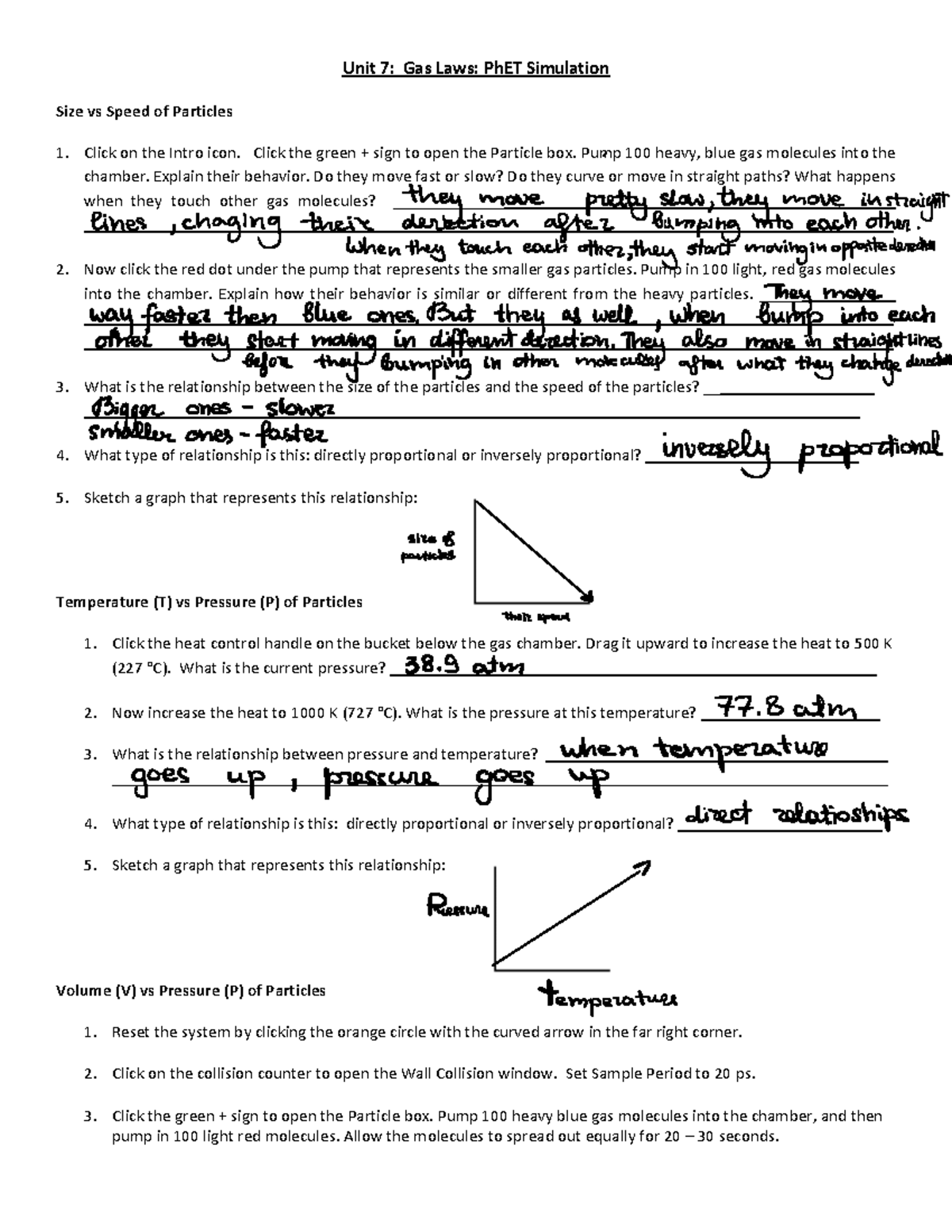 Gas Laws: Intro to PhET Simulation - Unit 7 (2023) - Studocu