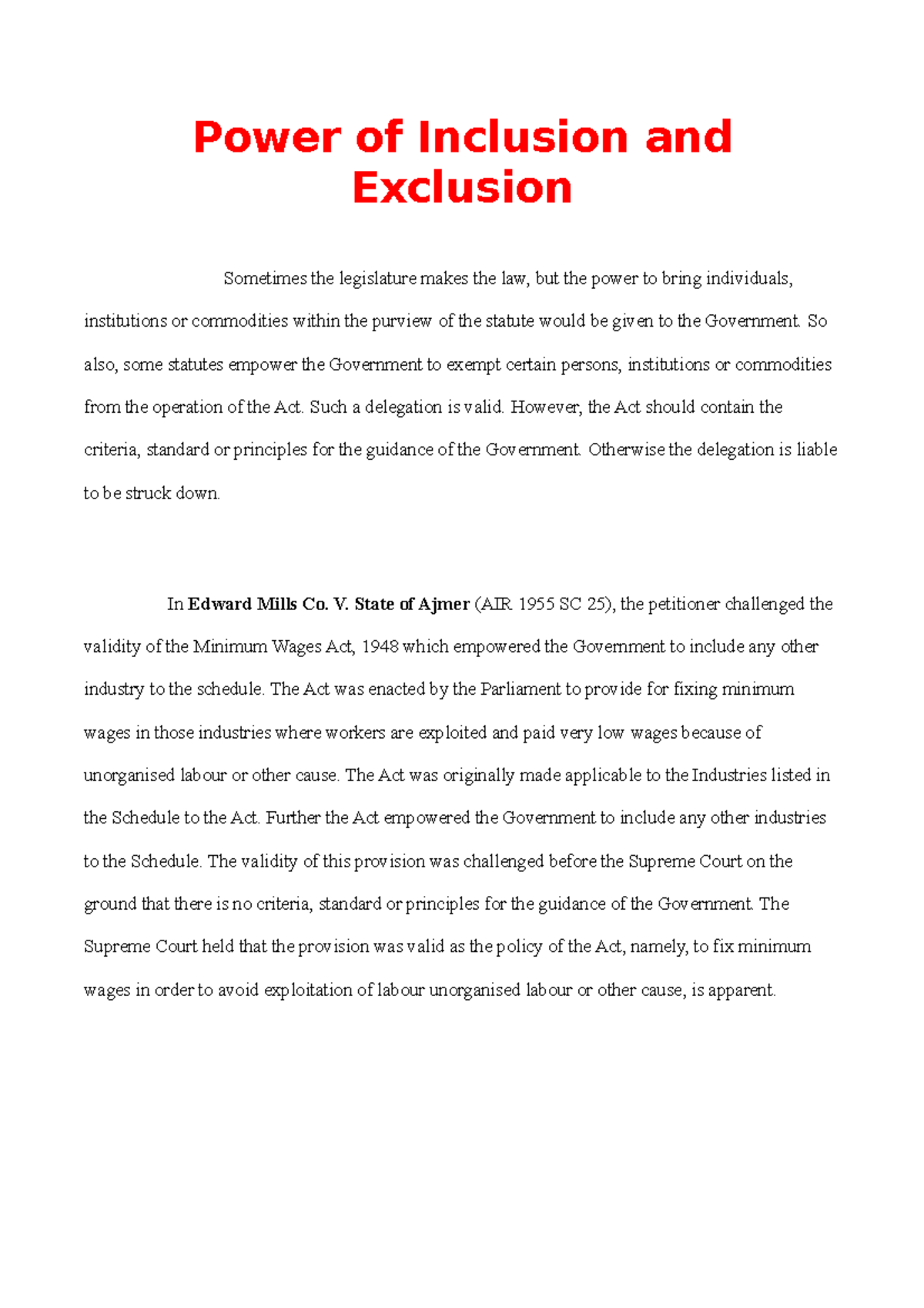 Power of Inclusion and Exclusion in Legislative Context: A Case Study ...