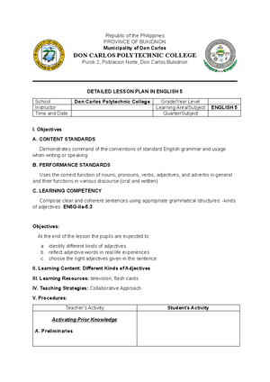 DLP FIL 4 - Banghay-Aralin sa Pagtuturo ng Filipino 4 - Studocu