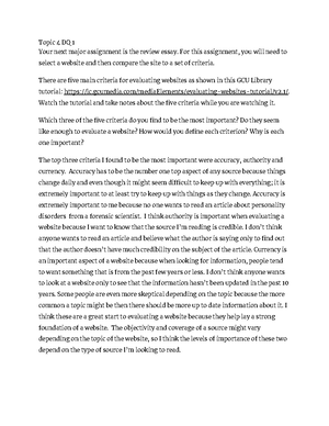 [Solved] For the next major assignment you will evaluate a website ...