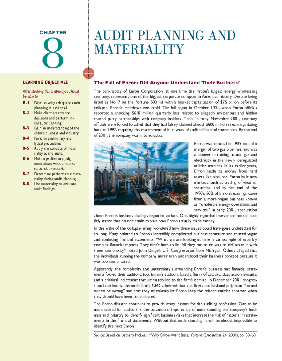 Chapter 8: Audit Planning and Materiality - Learning Objectives (ACCT ...