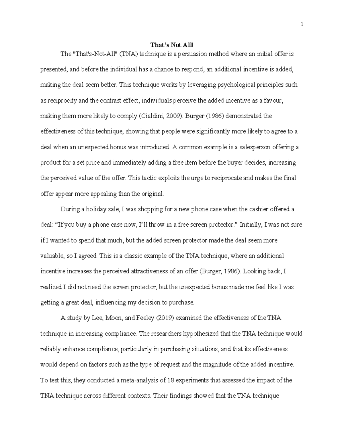 Assignment 1: Understanding the TNA Technique in Persuasion - Studocu