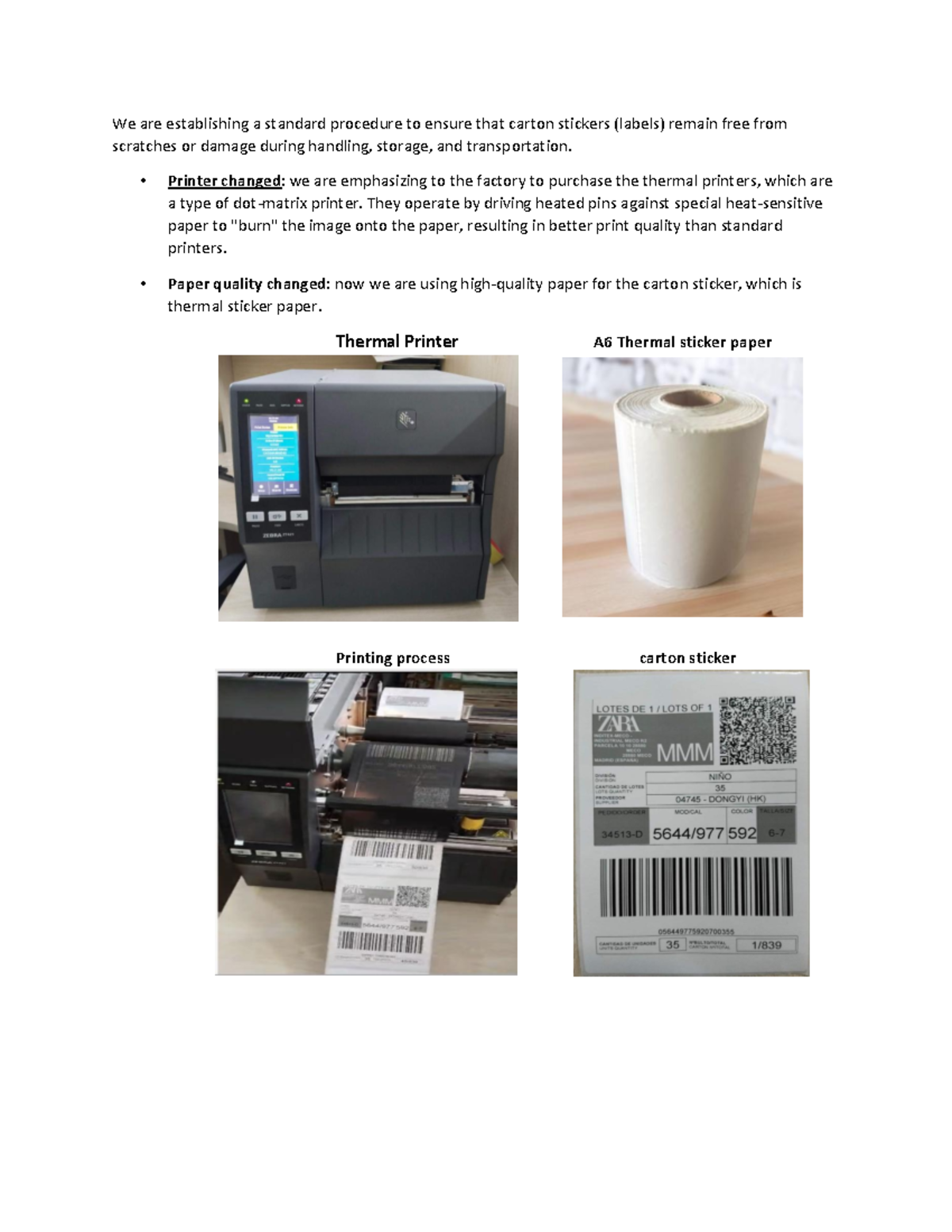 Carton sticker SOP - xyz - We are establishing a standard procedure to ...