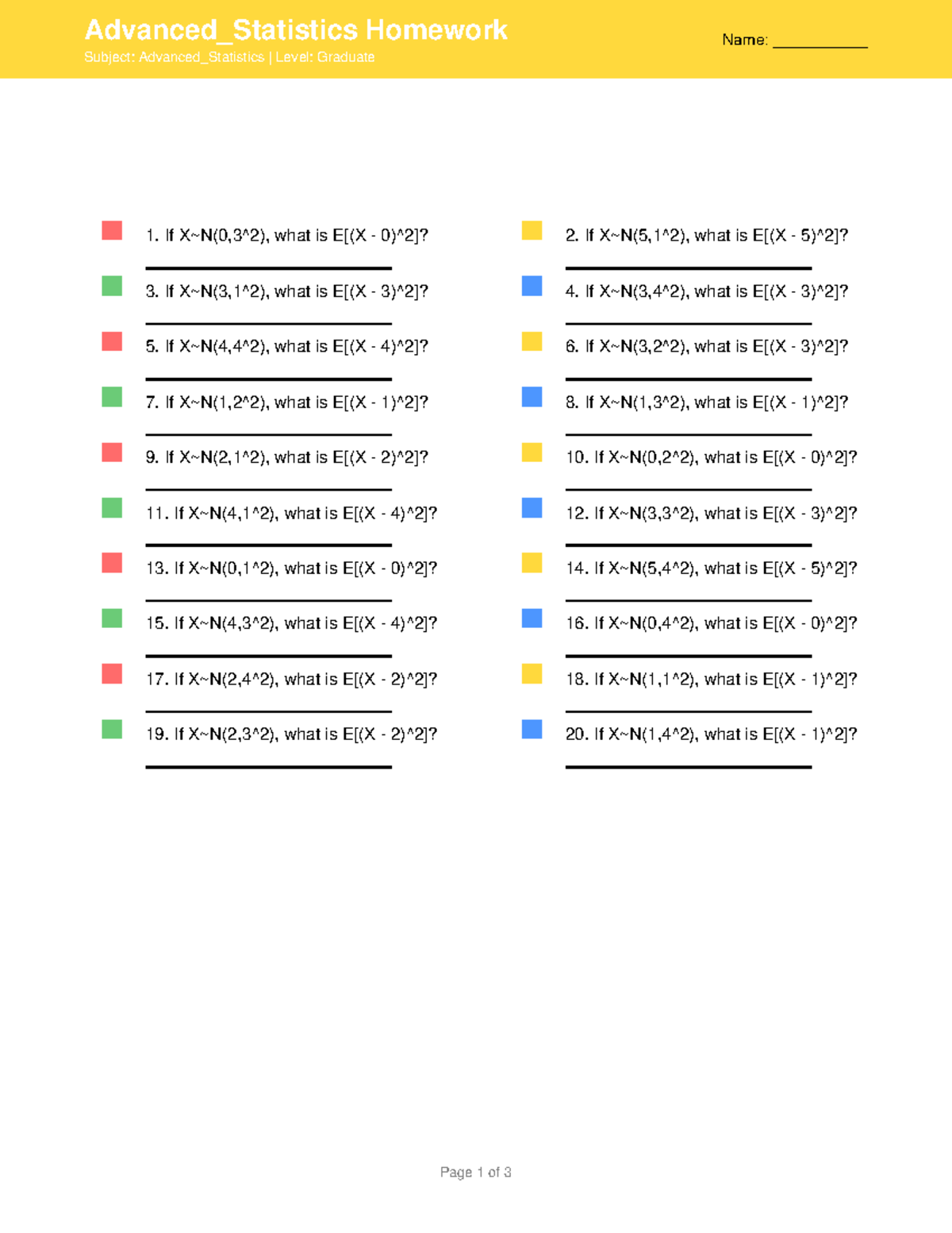 Advanced_Statistics Homework 10 - Graduate Level - Studocu