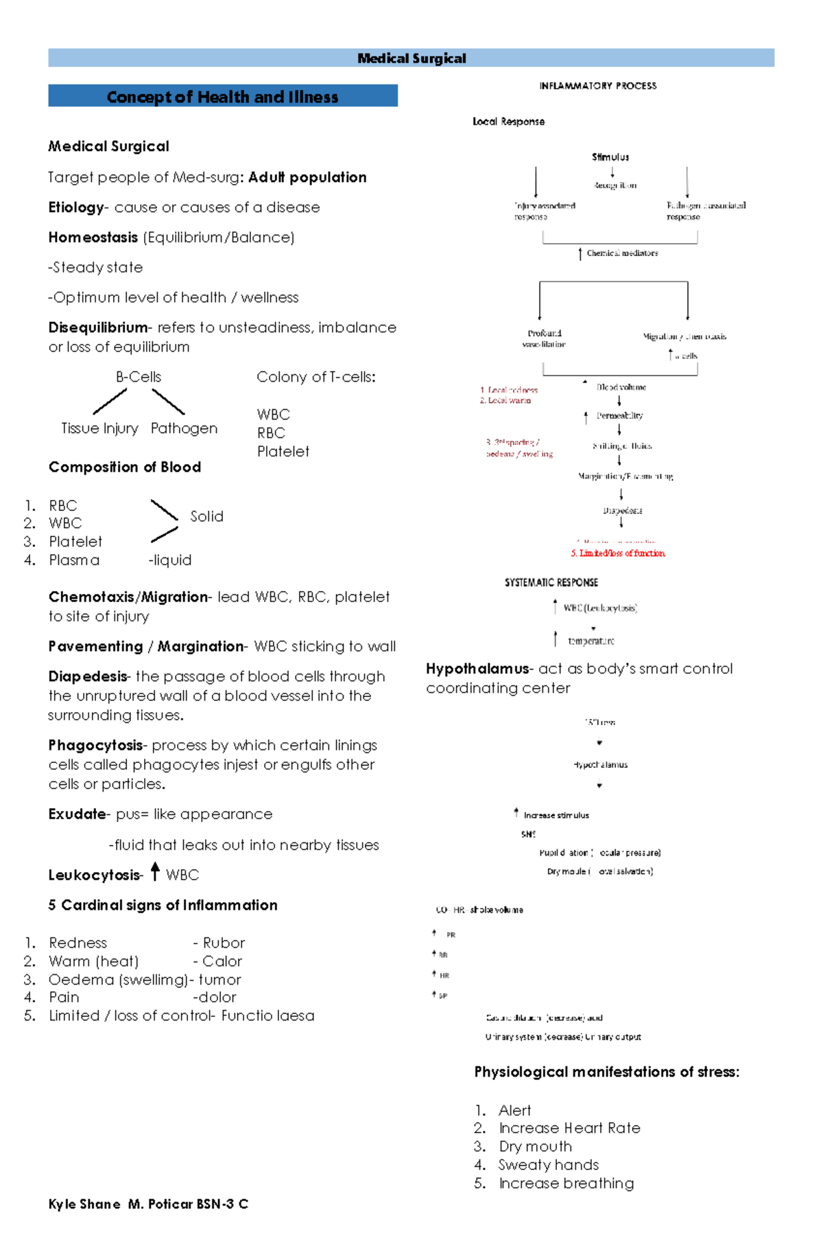 Medical Surgical Notes: Concepts of Health and Illness - Studocu