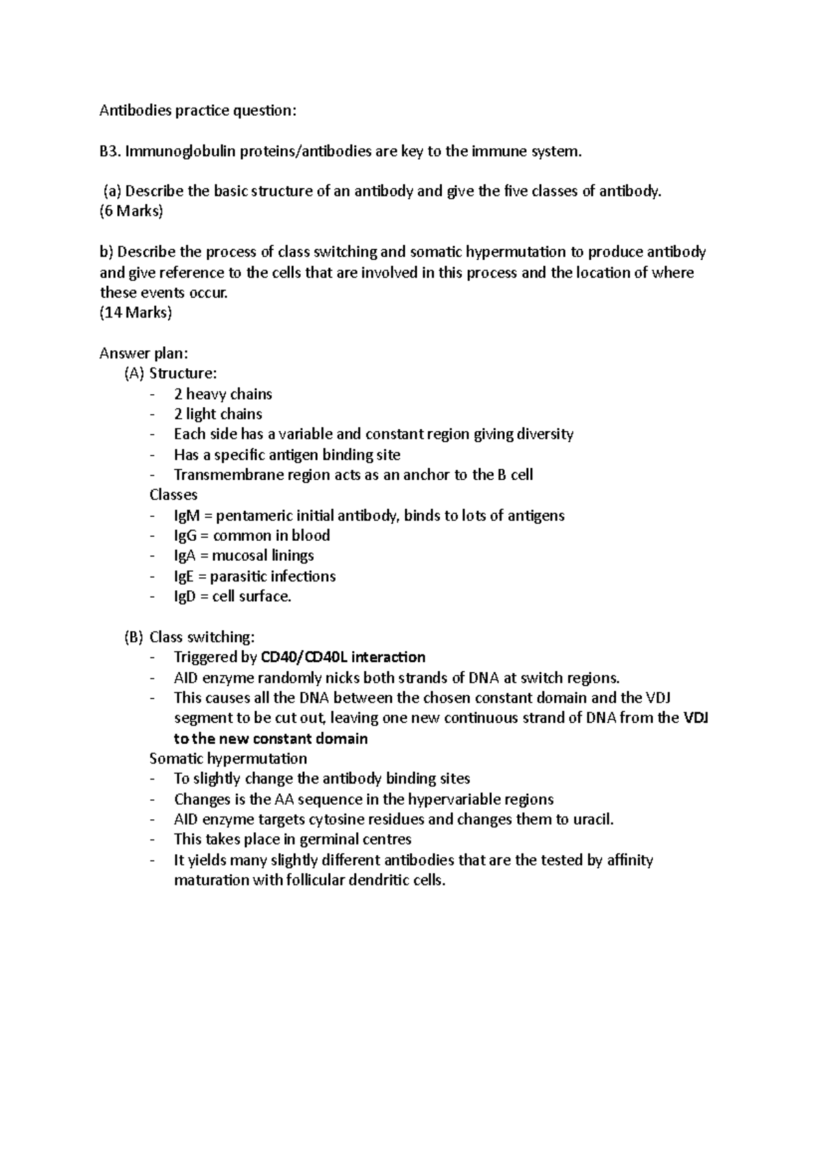 Sample/practice exam - Antibodies practice question: B3. Immunoglobulin ...