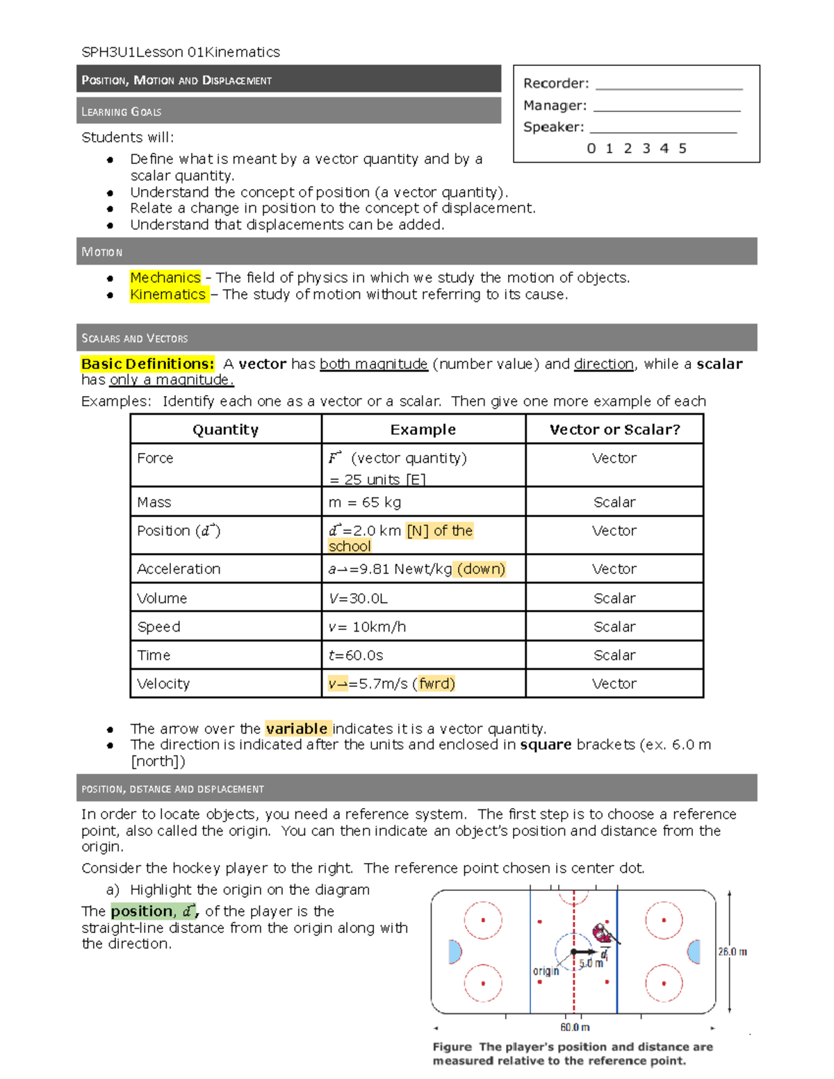 Copy of Lesson 1 - Position, Motion, and Displacement - Google Docs - P ...