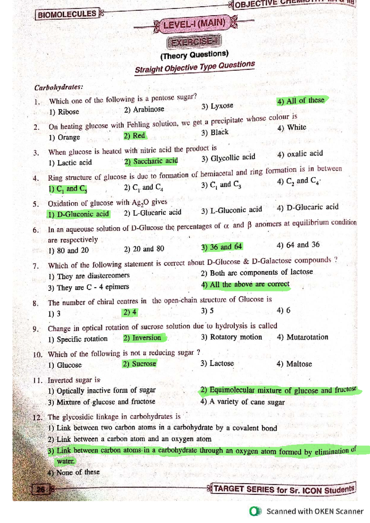 OBJECTIVE CHEMISTRY IIA IIB: BIOMOLECULES THEORY QUESTIONS - Studocu