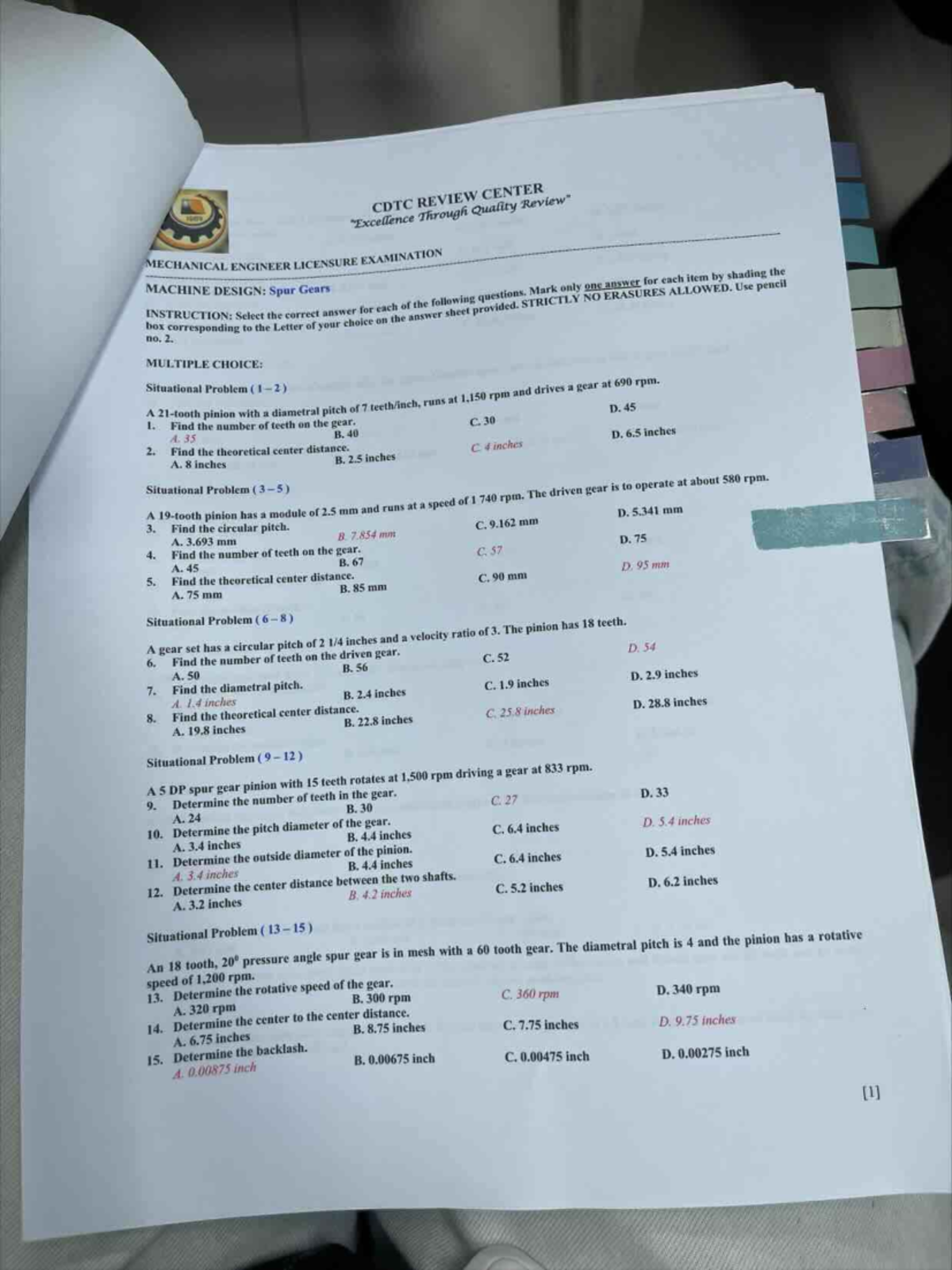 CDTC REVIEW CENTER: MECHANICAL ENGINEER LICENSURE EXAM - MACHINE DESIGN (Spur - Studocu
