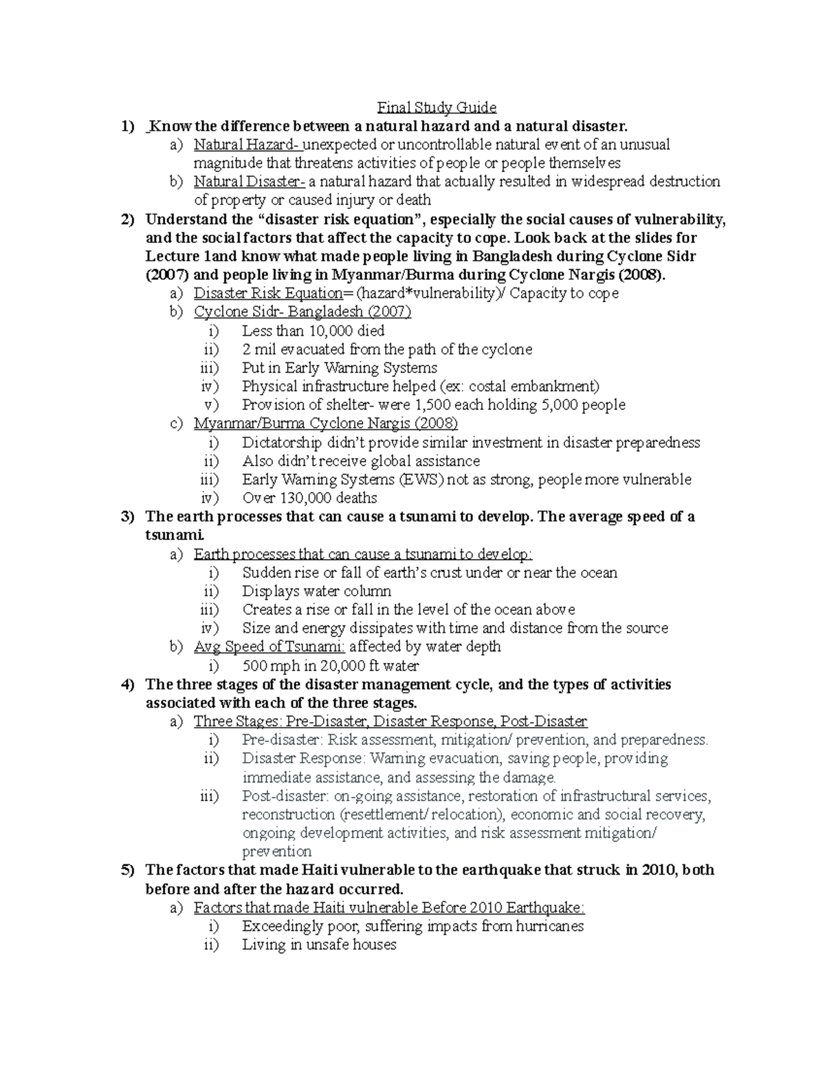 Global Environment - Final Study Guide for Exam Preparation - Studocu