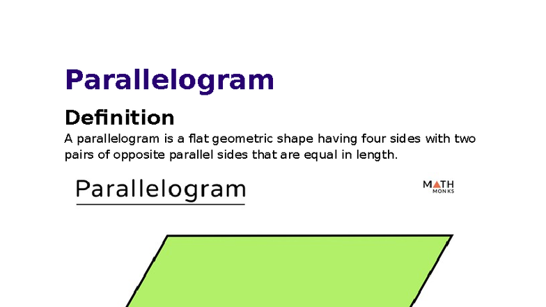 Parallelogram Properties and Types: A Comprehensive Guide - Studocu