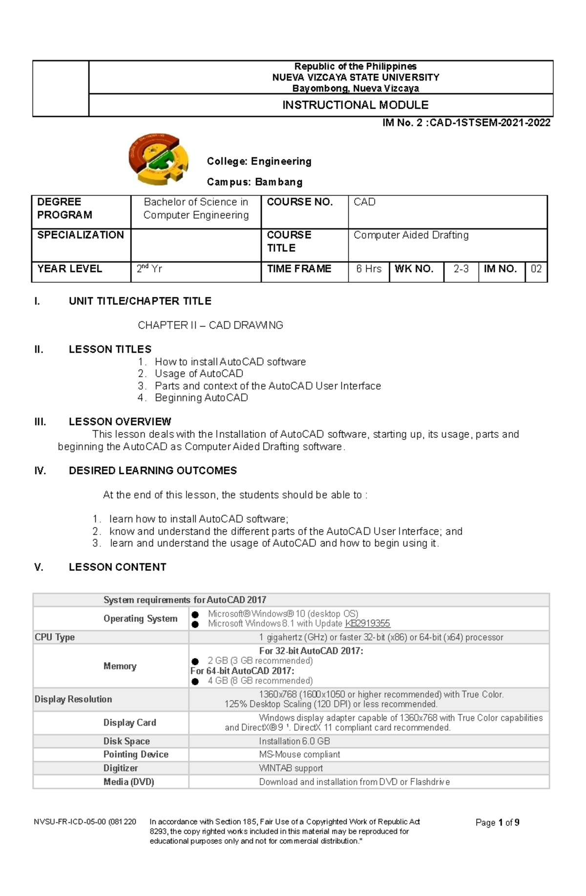 IM 2 CAD - Computer Aided Drafting Instructional Module - Studocu